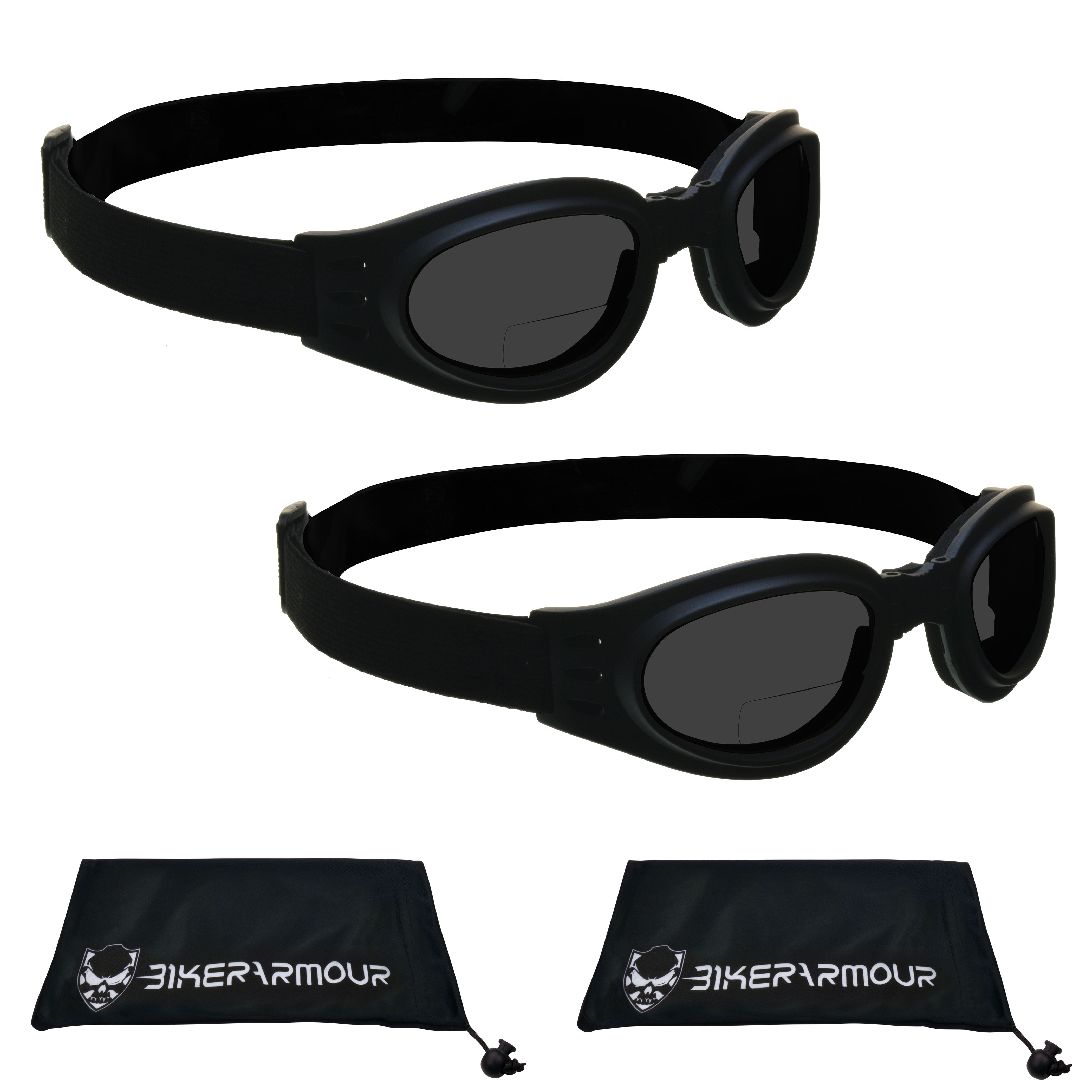 Bikershades Motorcycle BIFOCAL Reader Sunglasses Foldup Goggles Gray 2 ...