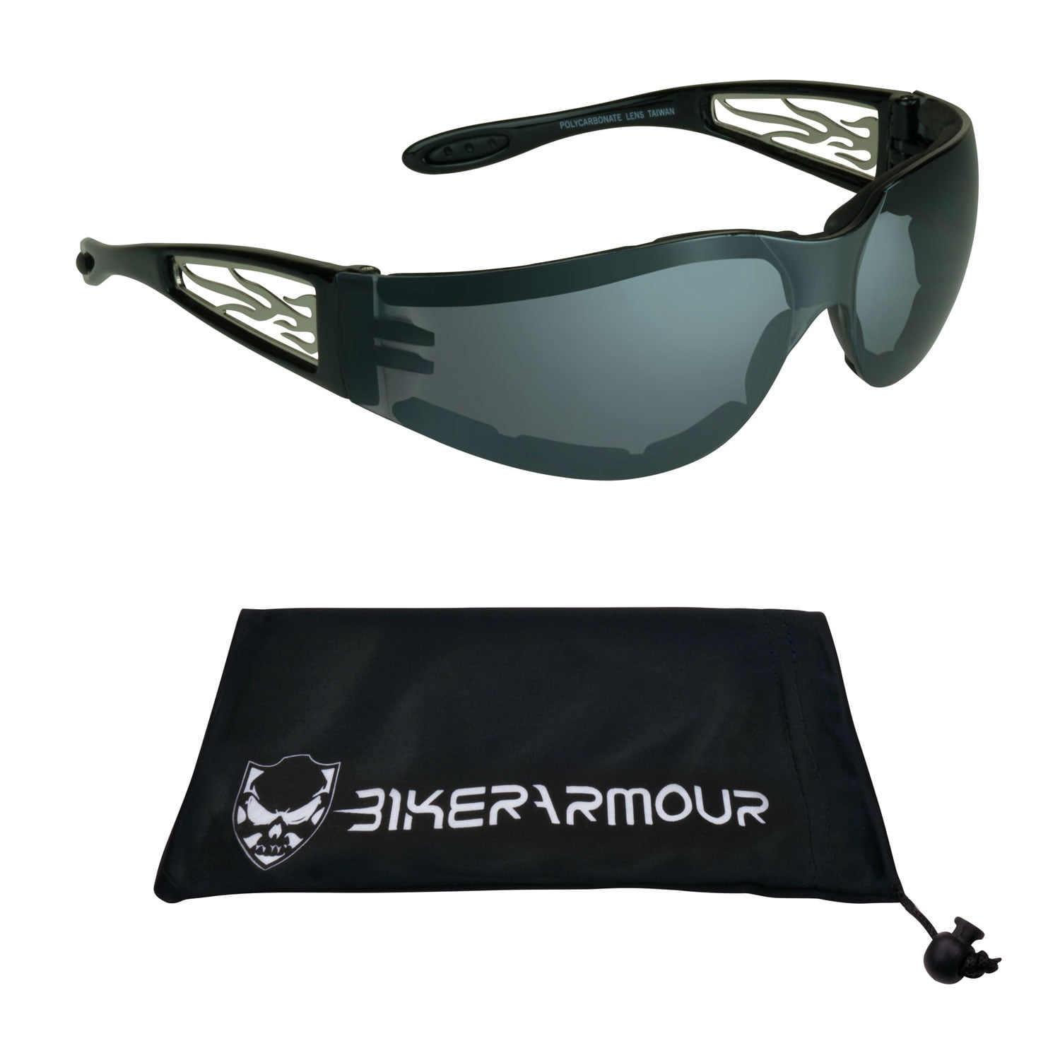 Bikershades Motorcycle Riding Sunglass Wrap Sport Chrome Frame Men ...