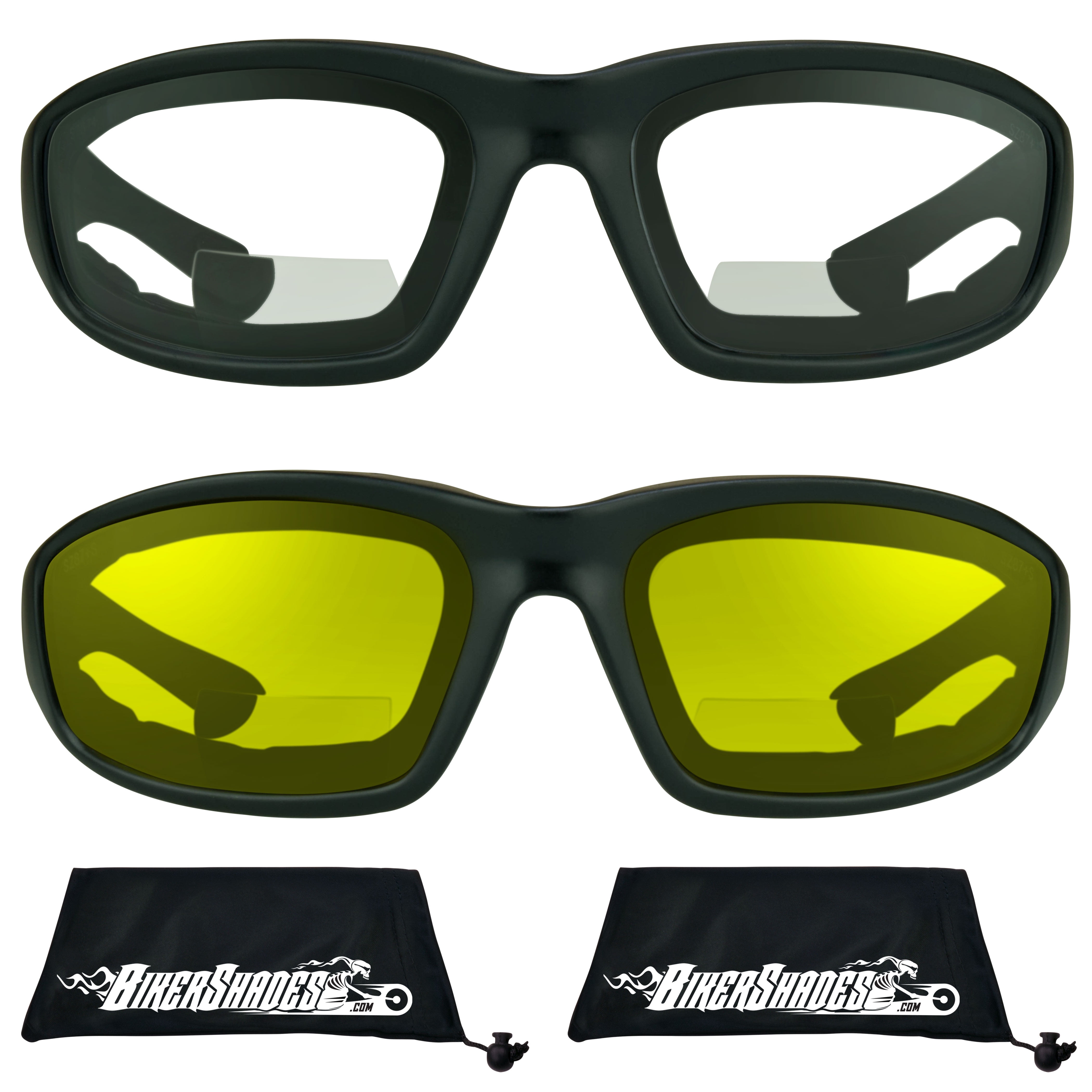 Bikershades Motorcycle Safety Bifocal Reader Sunglasses Z87 Foam Clear ...