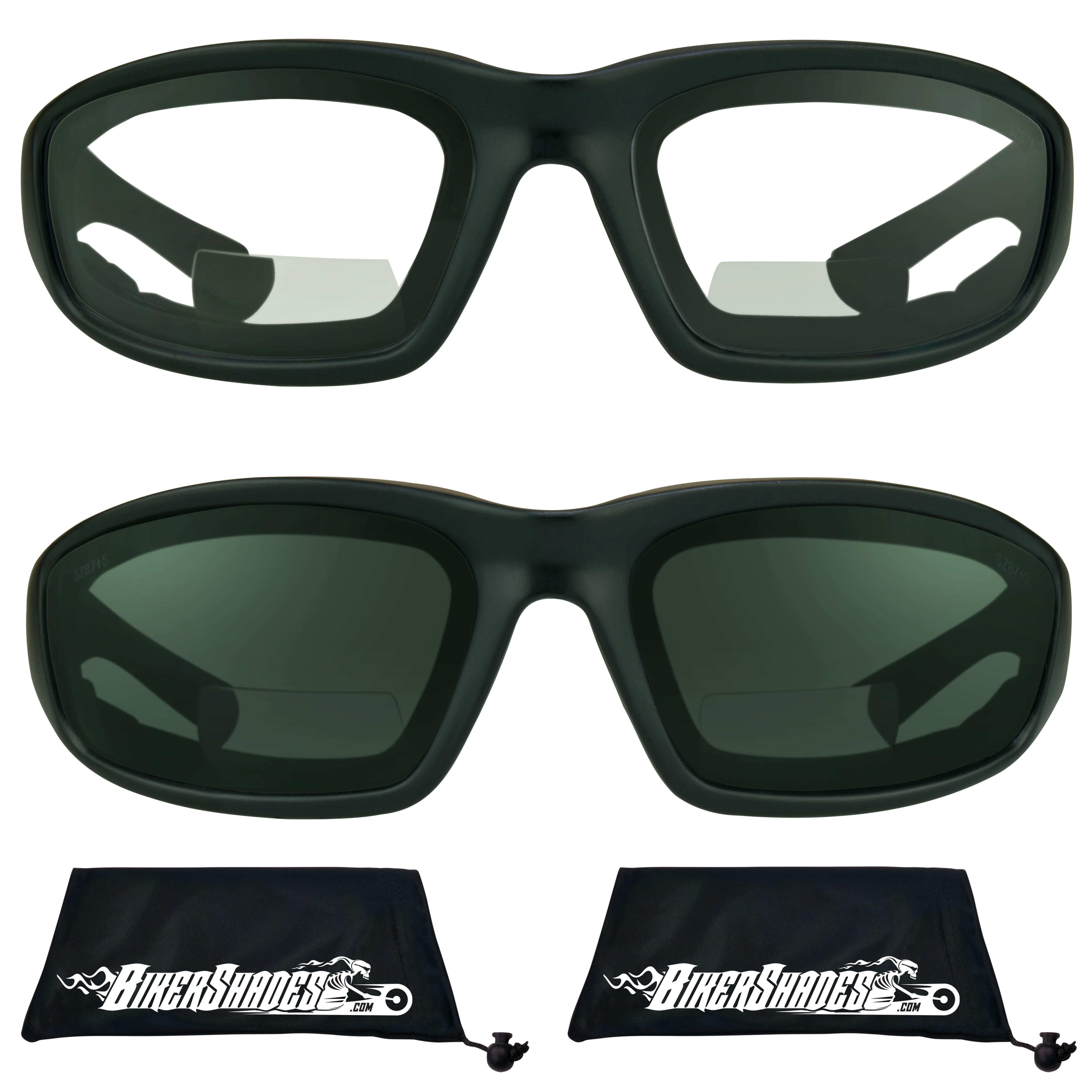 Bikershades Motorcycle Safety Bifocal Reader Sunglasses Z87 Foam Smoke ...