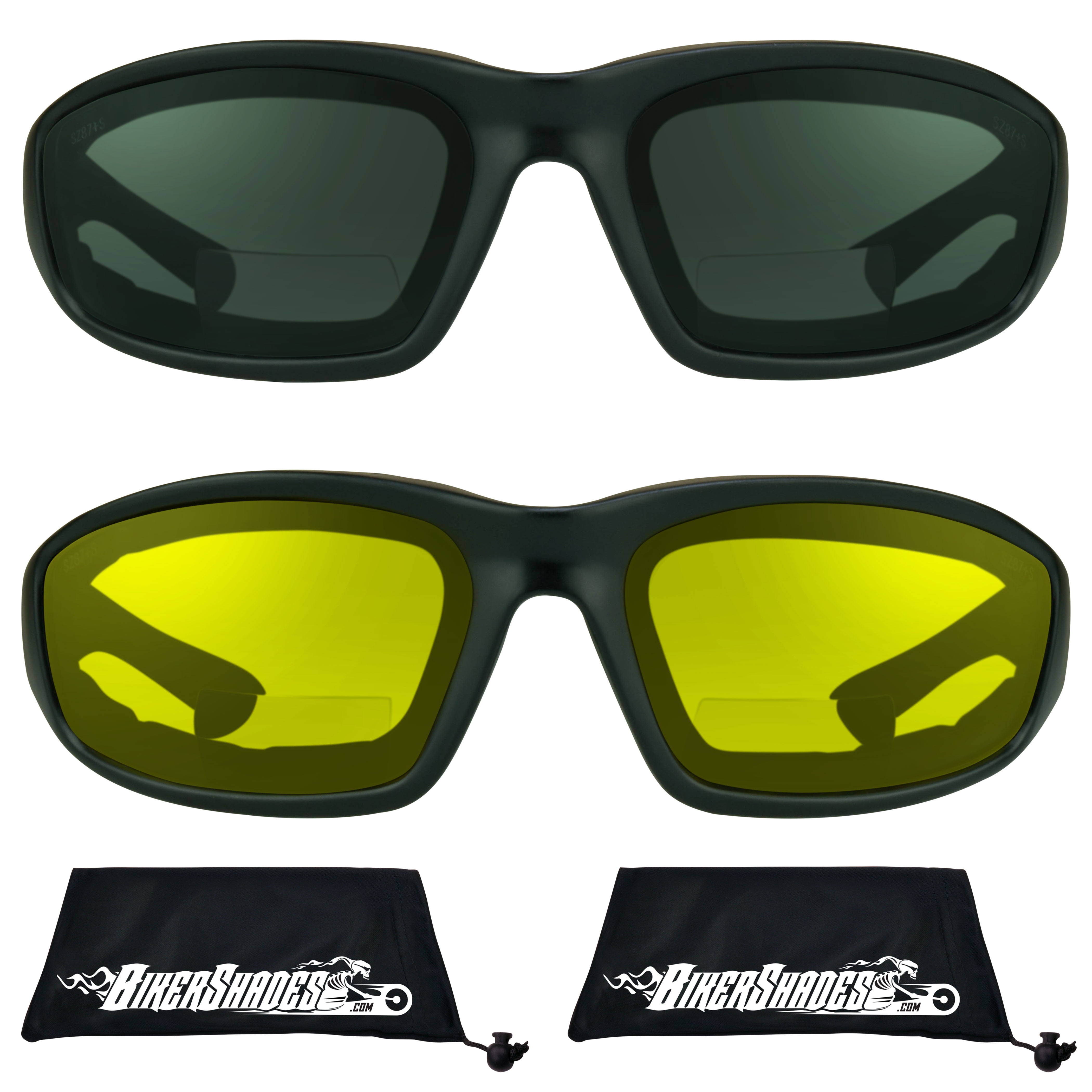 Bikershades Motorcycle Safety Bifocal Reader Sunglasses Z87 Foam Smoke ...