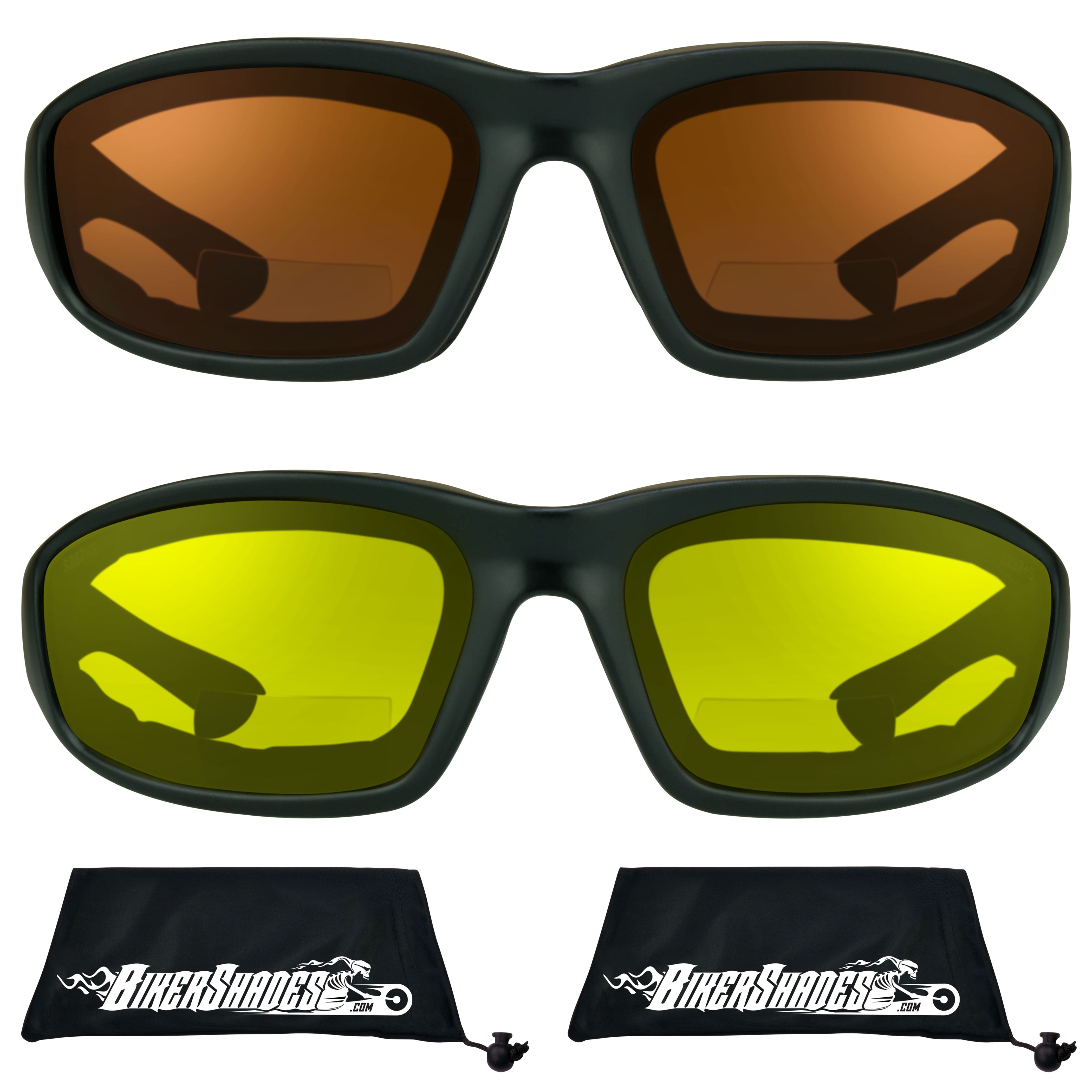 Bikershades Motorcycle Safety Bifocal Reader Sunglasses Z87 Foam Yellow ...