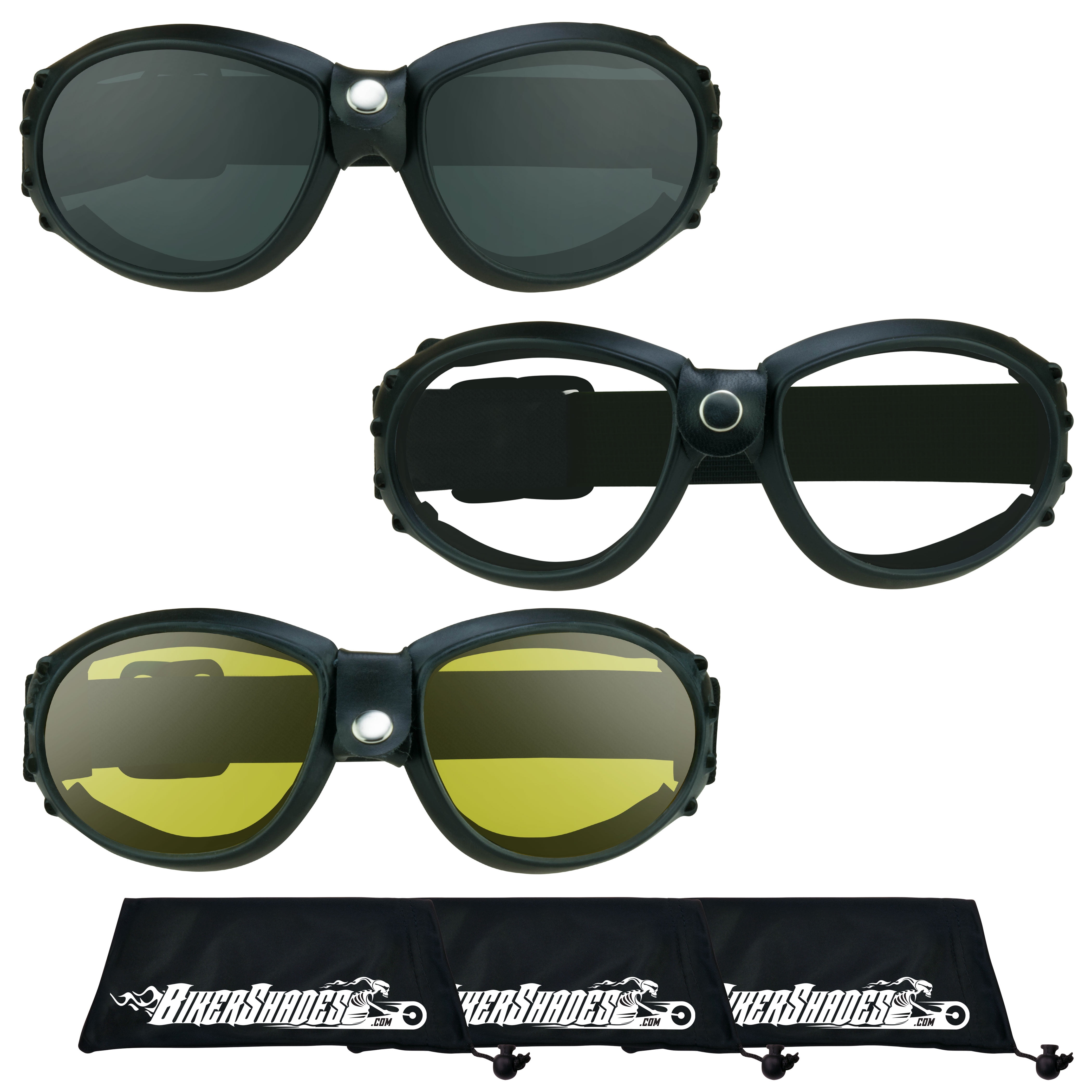 Bikershades Motorcycle Safety Goggles Foam Padded Men Women Large ...