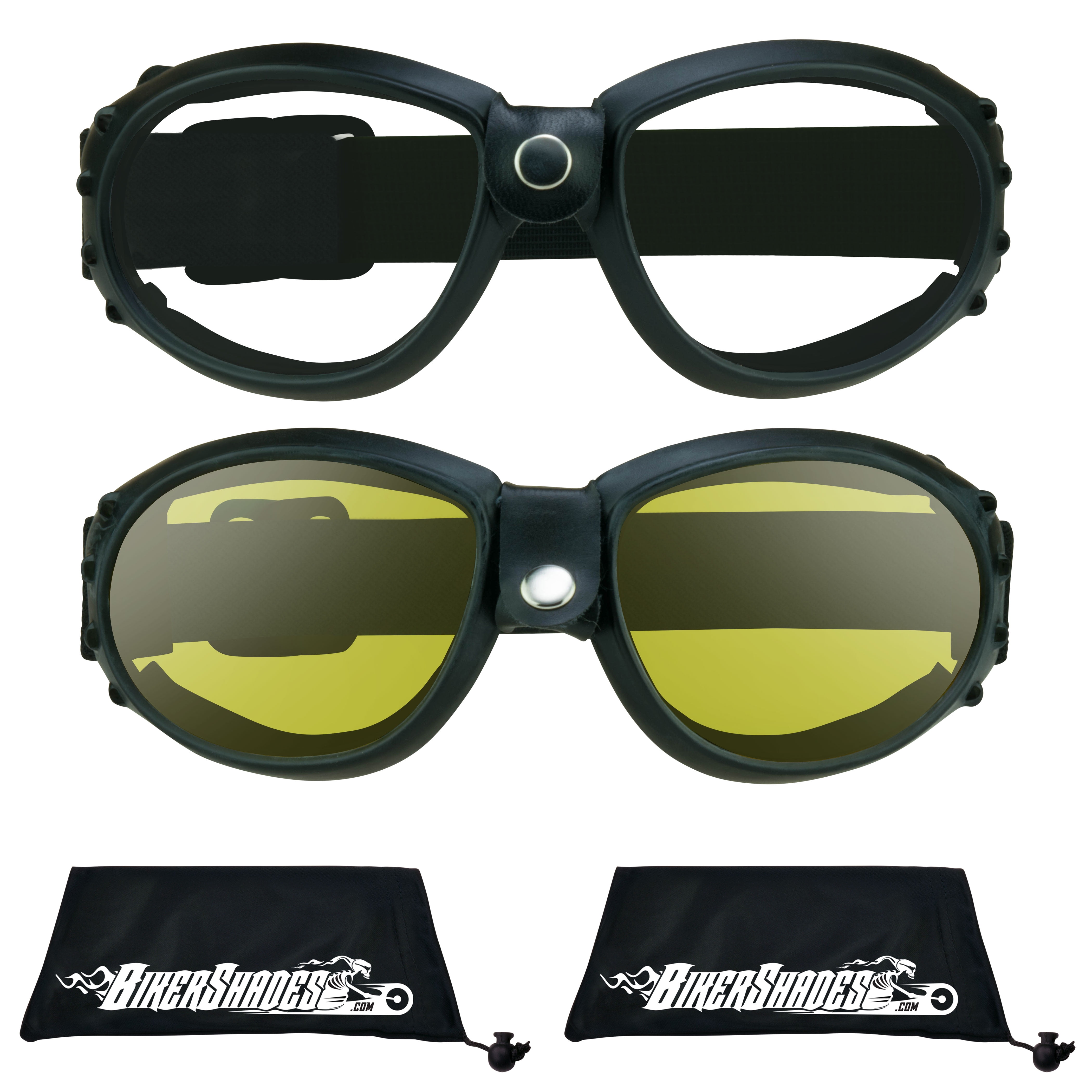 Bikershades Motorcycle Safety Goggles Foam Padded Men Women Large ...