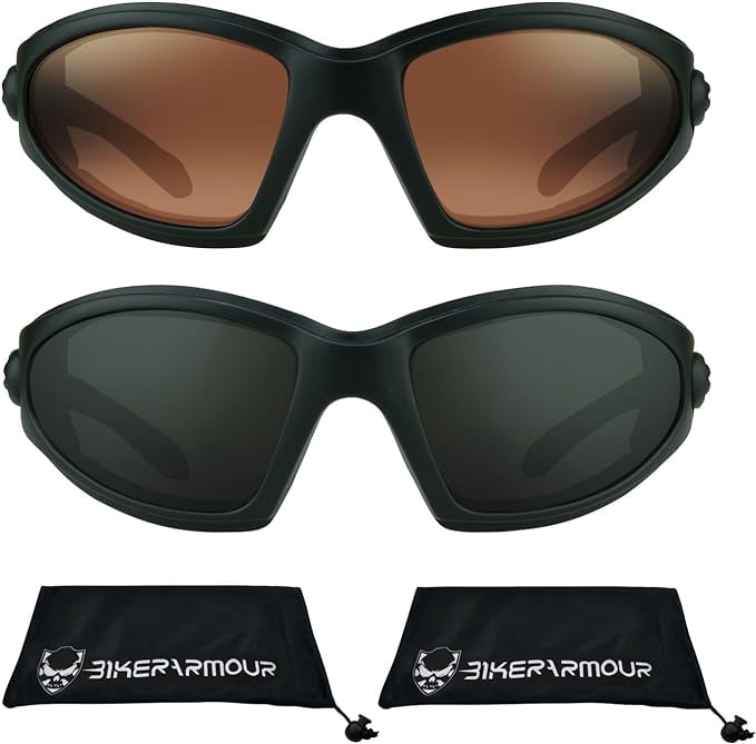 Bikershades Motorcycle Safety Sunglass Foam Padded Men Women Wide ...