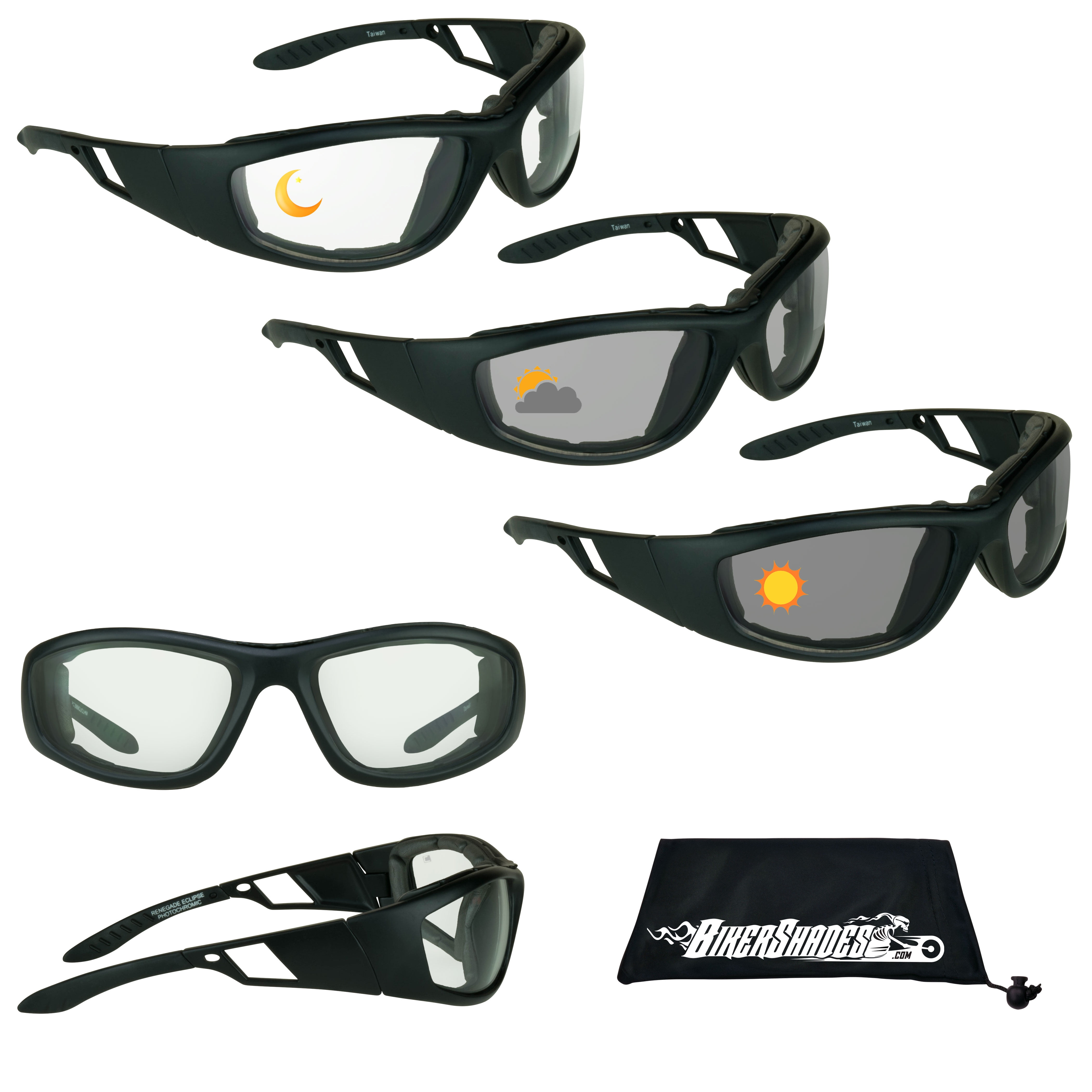 Bikershades Motorcycle Transitional Foam Padded Day Riding Photochromic ...