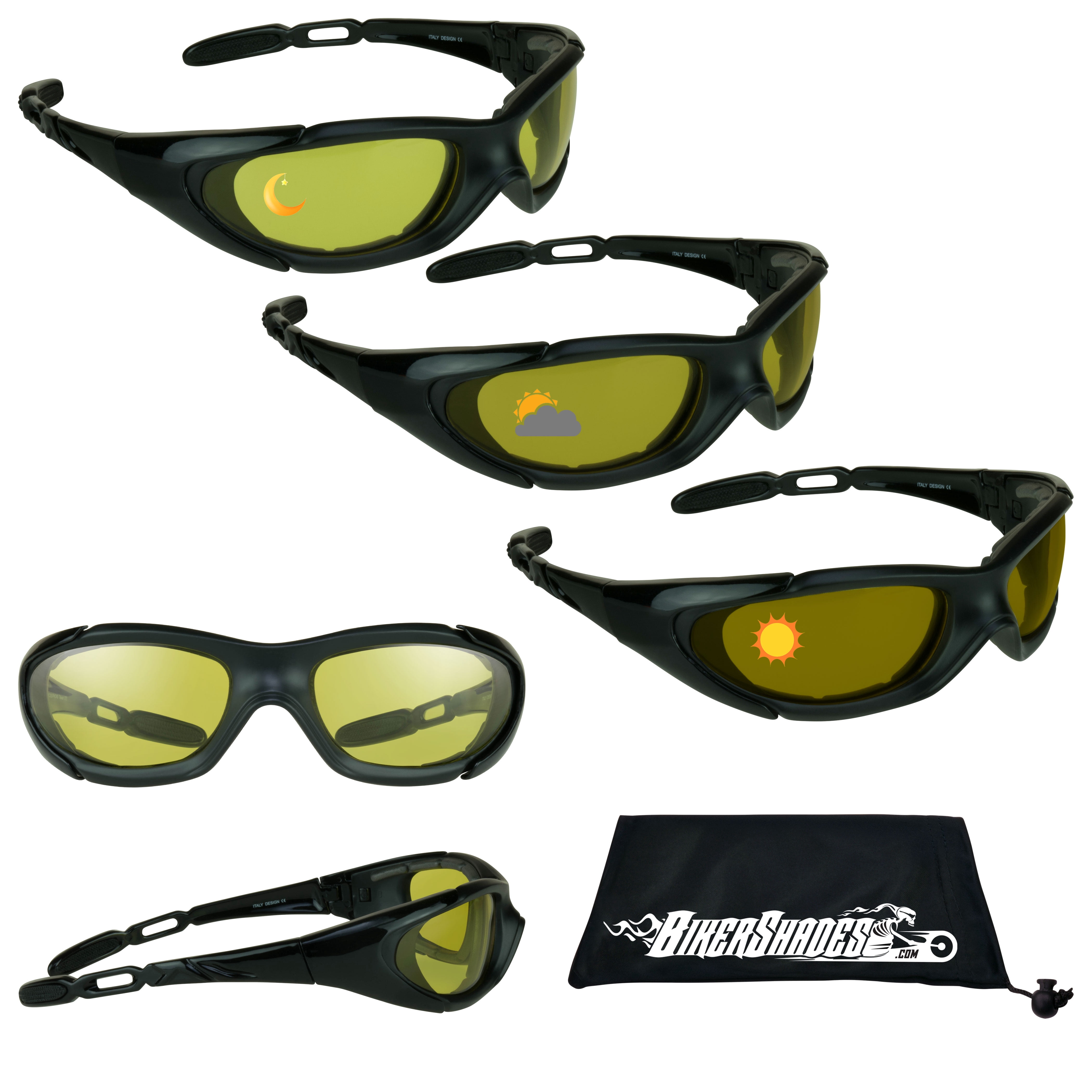 Bikershades Motorcycle Transitional Night Riding SunGlass Safety ...