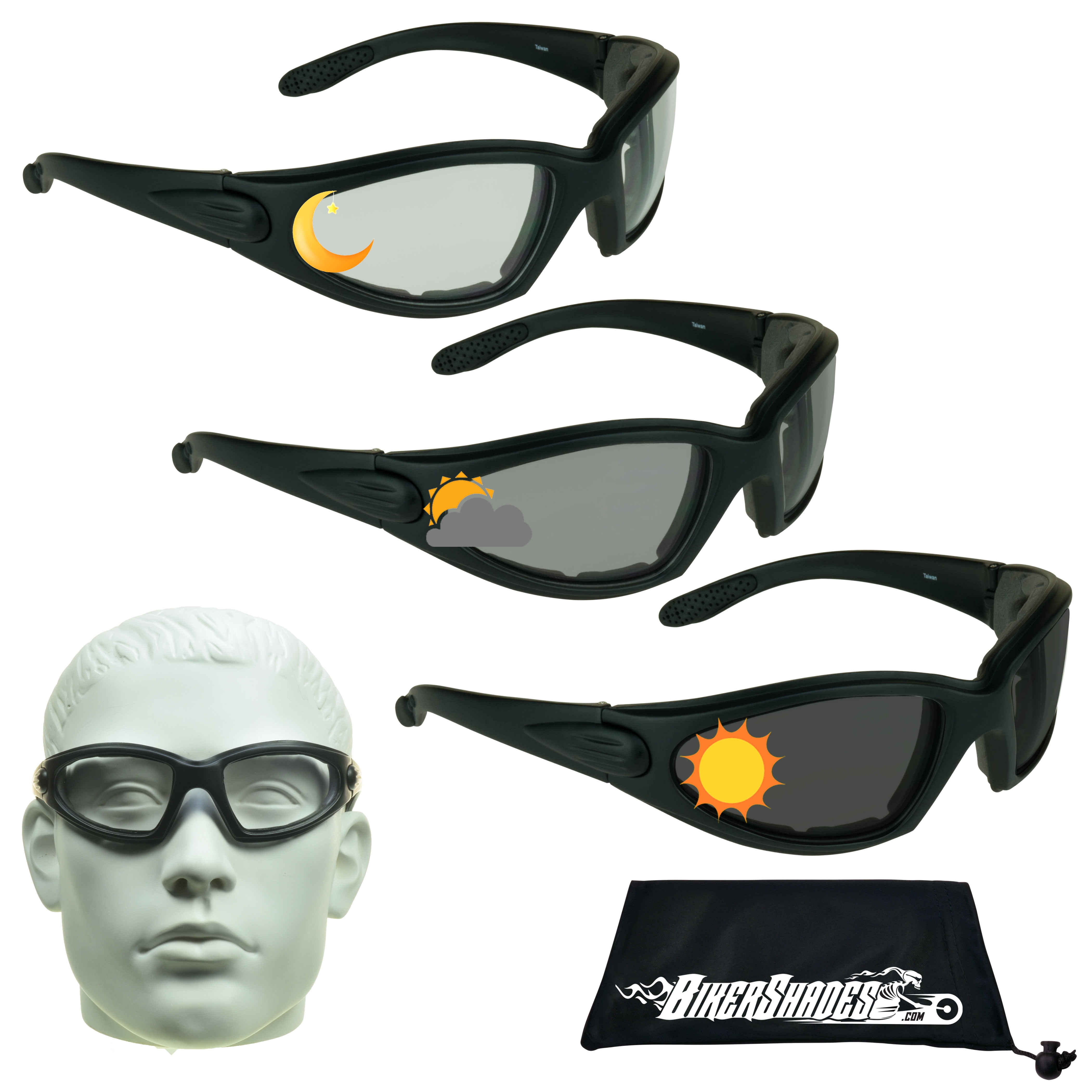 Bikershades Photochromic Motorcycle Sunglasses for Night Driving, Men's ...