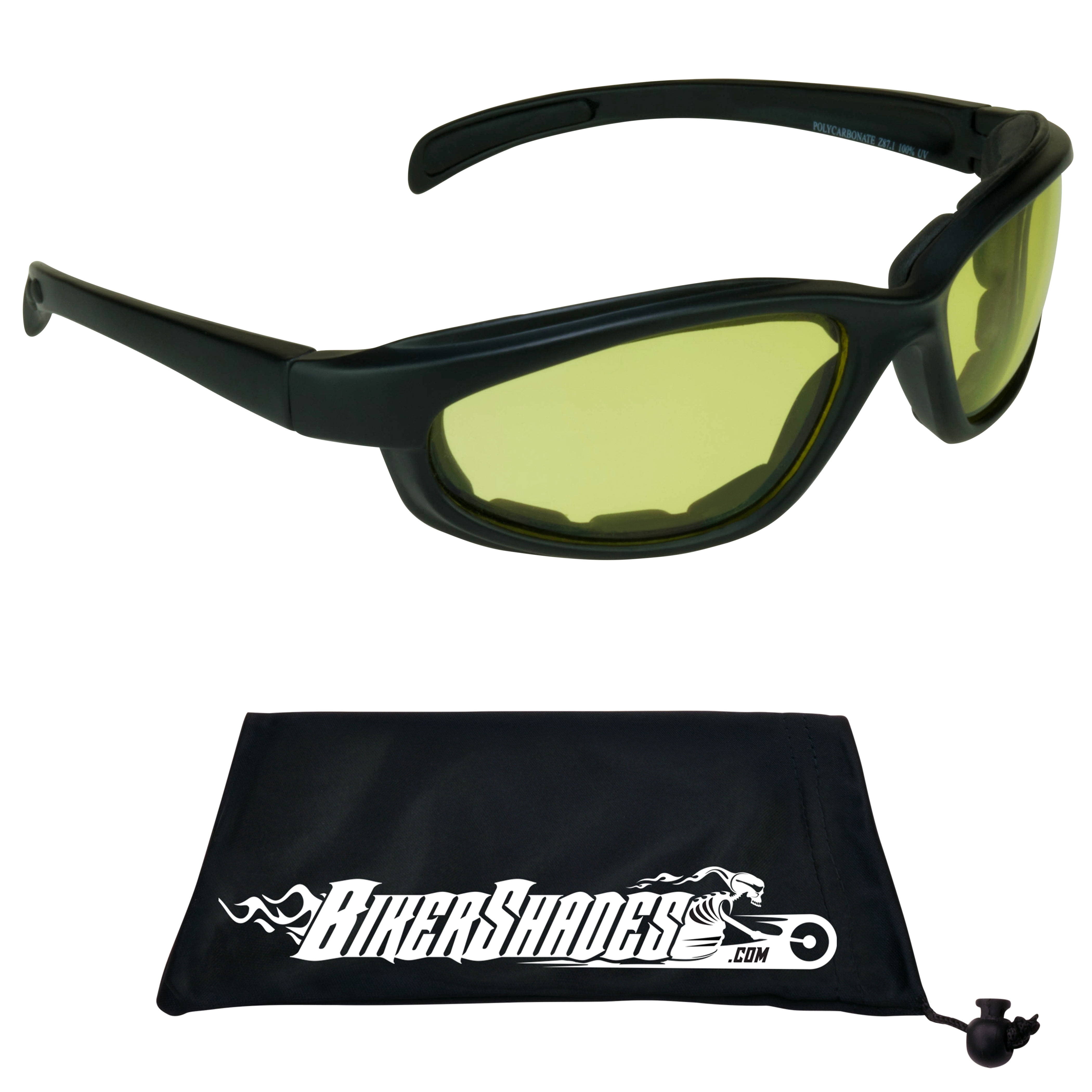 Bikershades Z87 Motorcycle Safety Sun Glasses Foam Padded Men Wind Dust ...