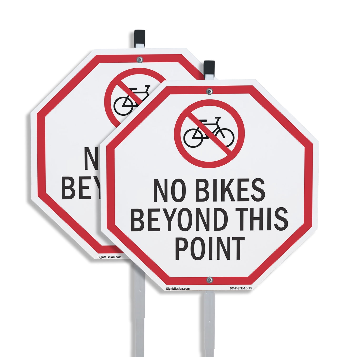 No Bikes Beyond This Point (2 Pack) 10 inch X 10 inch Octagon Aluminum ...