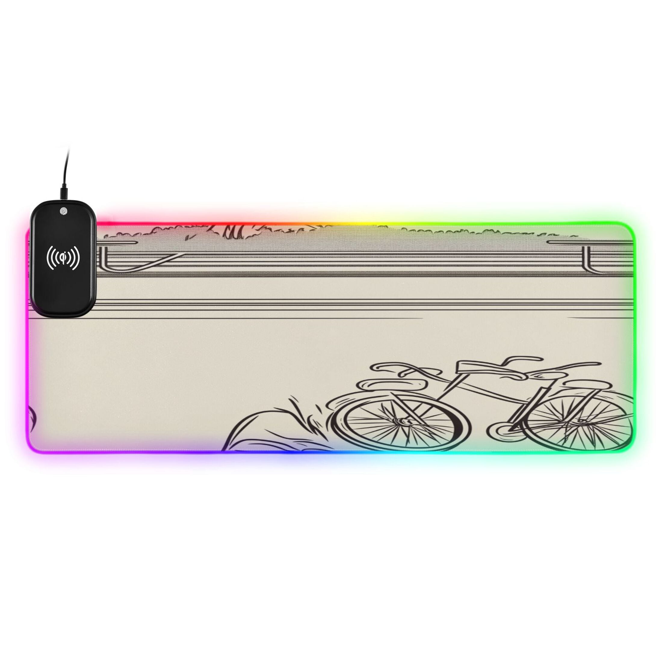 Bikes Pattern Wireless Charging RGB Gaming Mouse Pad 31.5x11.8in with ...
