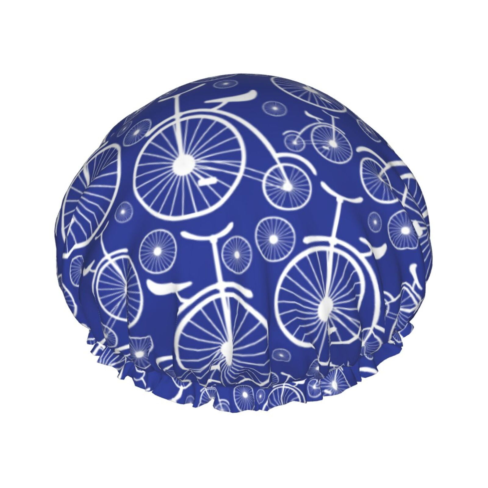 Bikes Pattern blue Shower Cap, Reusable Bath Hair Hat for all Hair ...