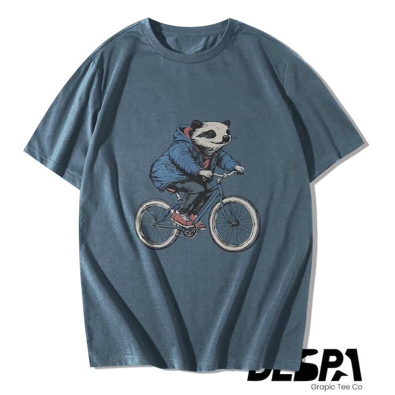 Biking Badger T-Shirt, Badger Riding Bicycle Graphic Tee, Cycling Shirt ...