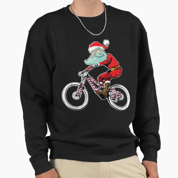 Biking Christmas Mountain Bike St. Nick Claus Mtb Graphic Unisex Sweatshirt Retro Vintage G11745 ...