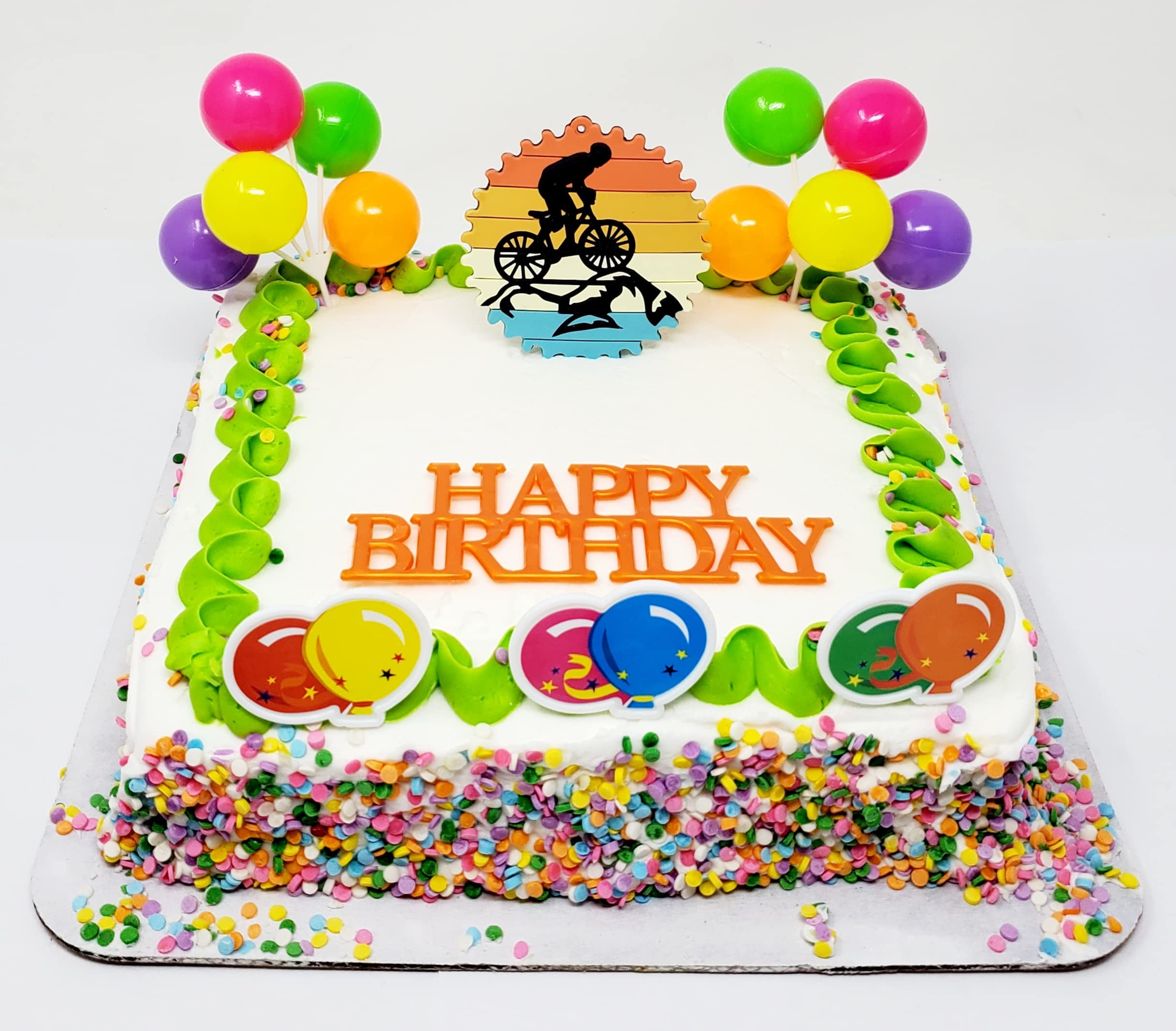 Biking Cyclist BikerTRDN Cog Themed 7 Piece Birthday Cake Topper Set ...