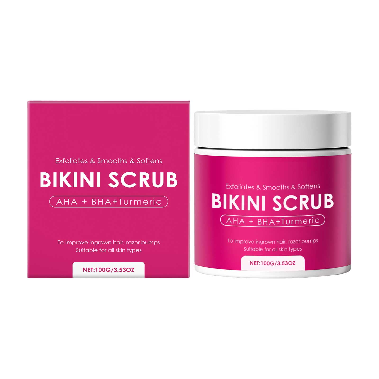 Bikini Area Exfoliator with 10% AHA+BHA & Turmeric,Ingrown Hair & Razor ...