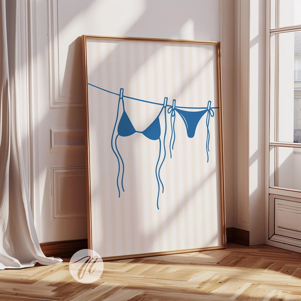 Bikini Art Print, Bathing Suit Poster, Coastal Beachy - UNFRAMED PAPER ...