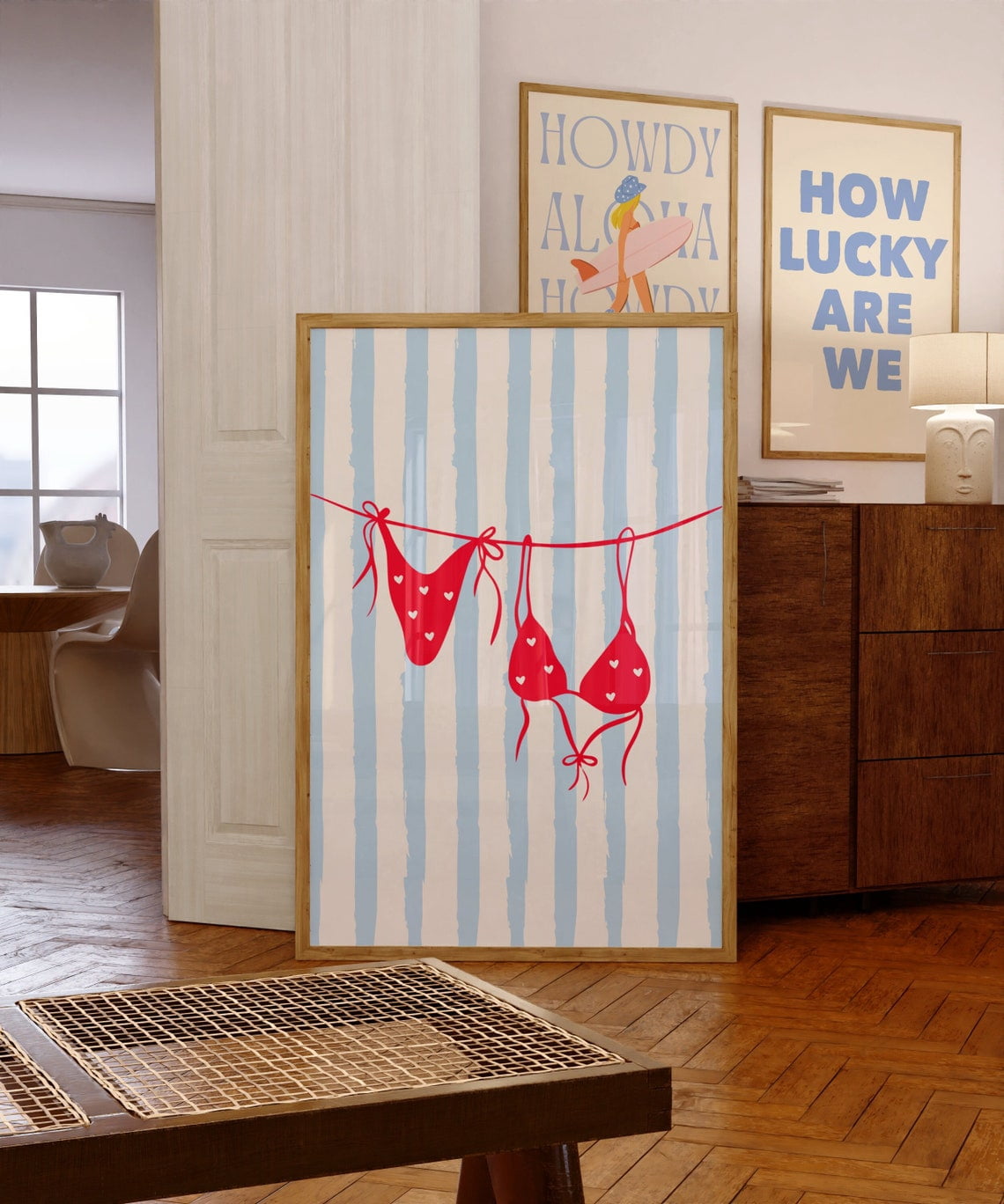 Bikini Art Red Digital Coastal Cowgirl Decor Hanging College Apartment ...