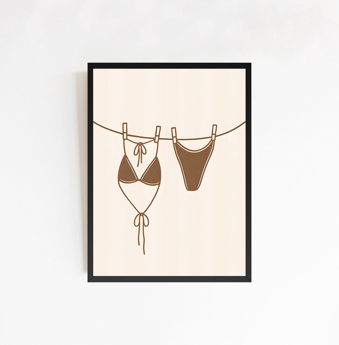 Bikini Clothesline Hanging Coastal Laundry Room Black and White ...