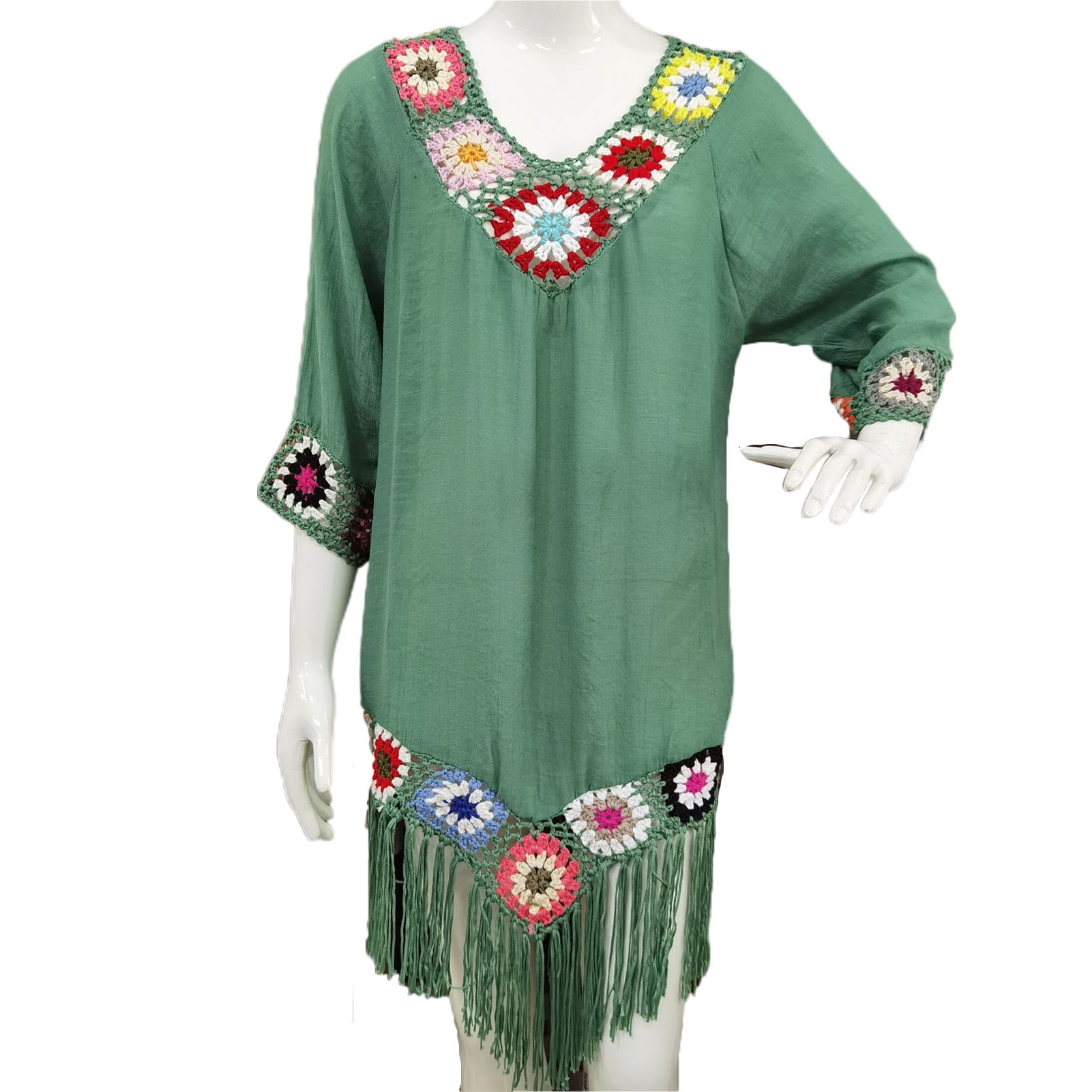 Bikini Cover Up Hollow Out Crochet Patchwork Summer Loose Fitting Sun
