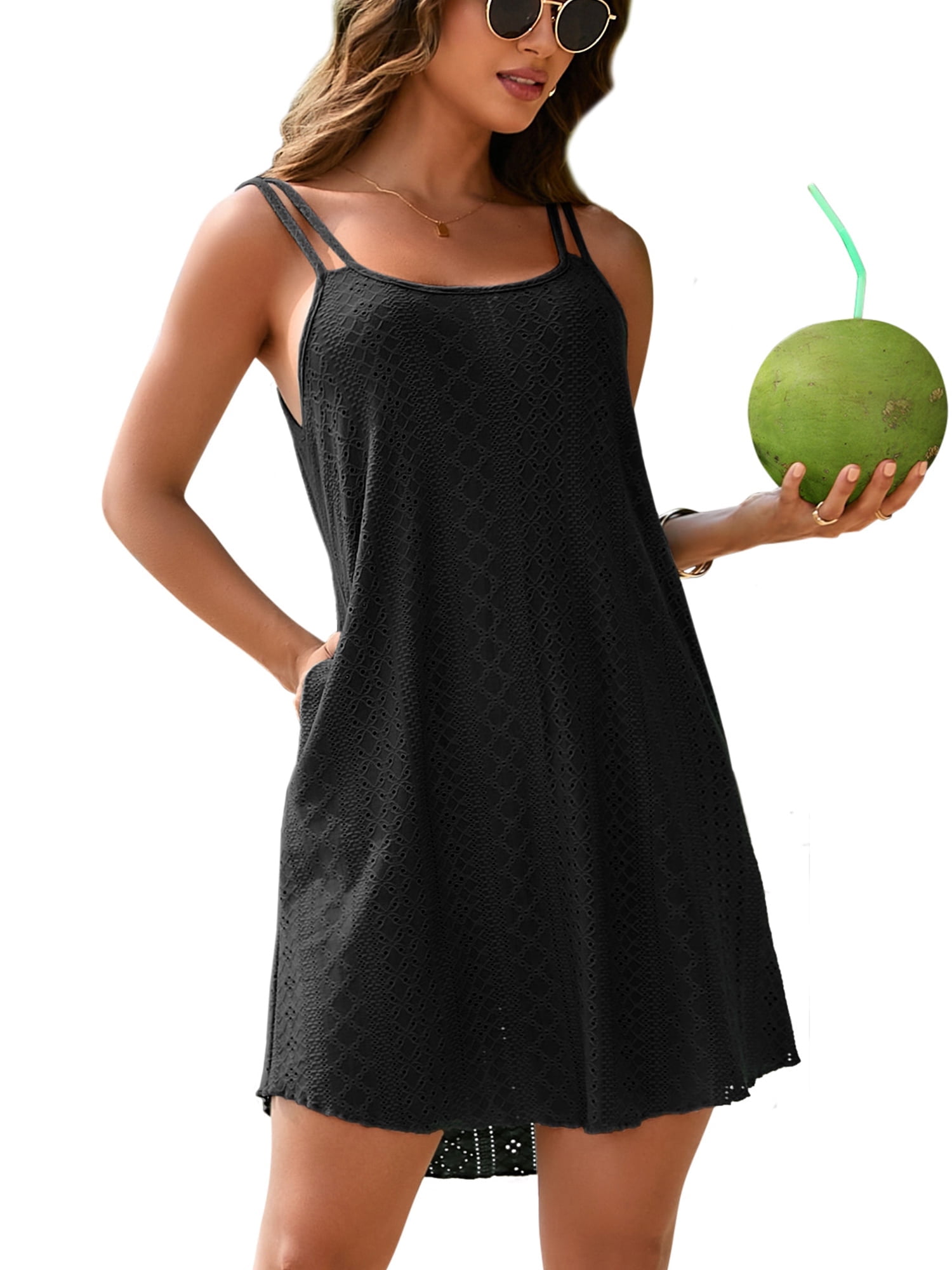 Charmo Bikini Coverup Dress for Womens Casual Spaghetti Straps Low Back ...