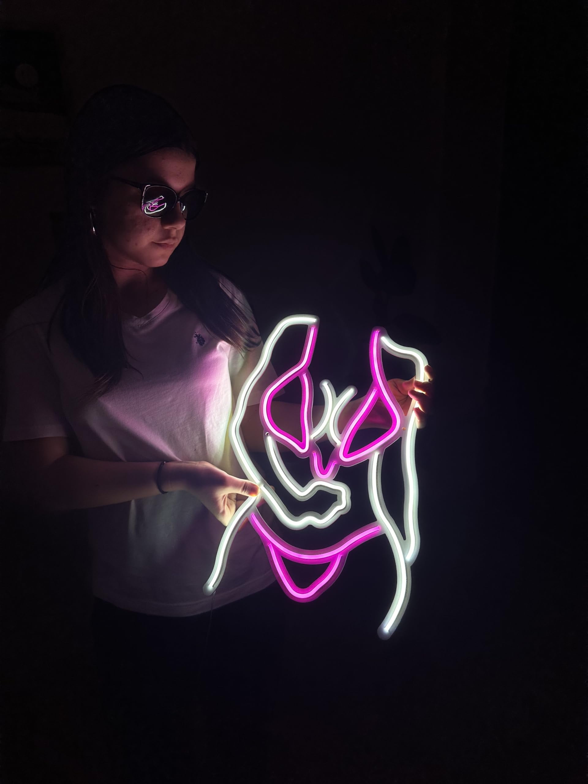 Bikini Girl Metal Neon Sign, Neon Wall Decor, Girl Neon Wall Sign, Lady ...