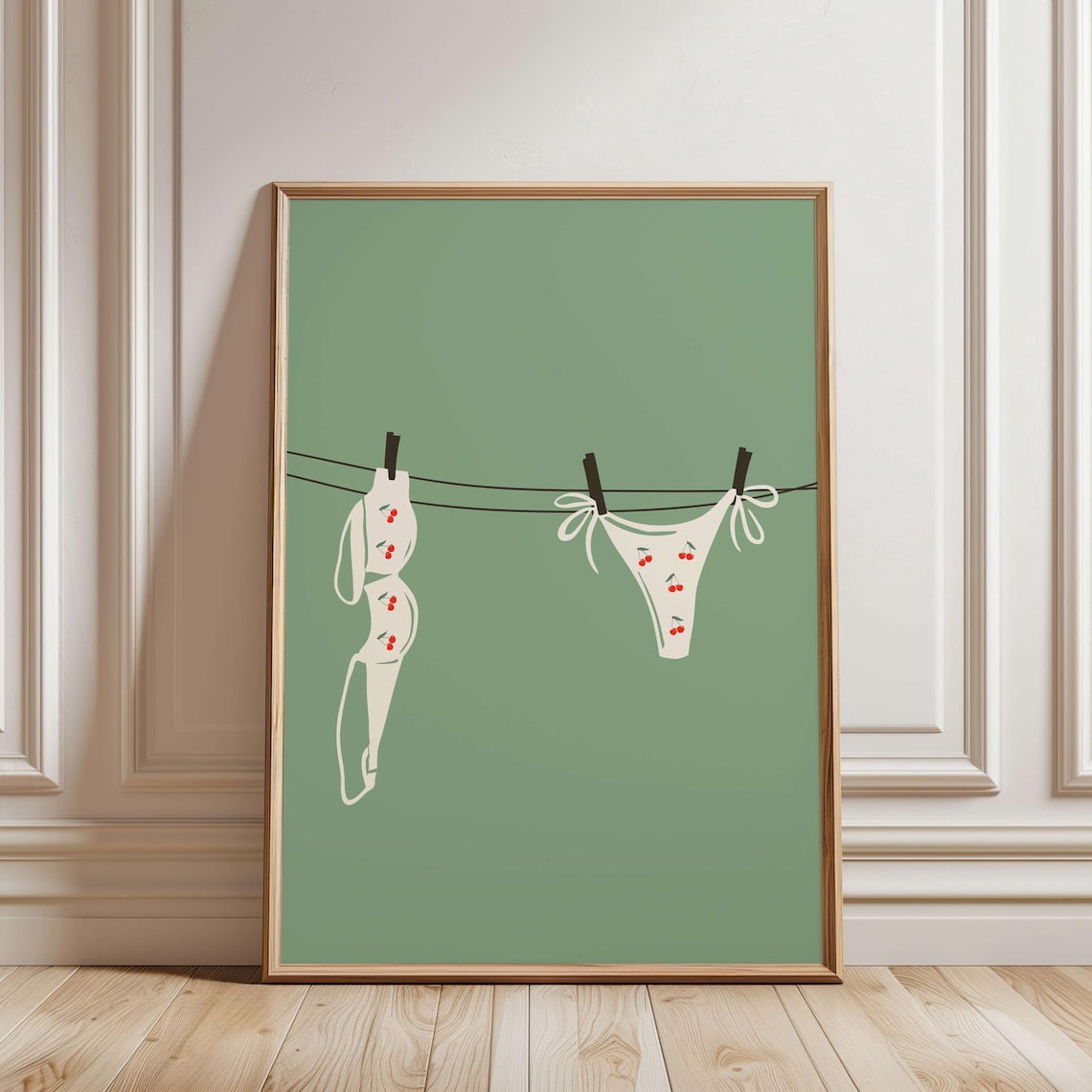 Bikini Hanging Poster, Bikini On Clothesline Poster, Trendy Coastal ...