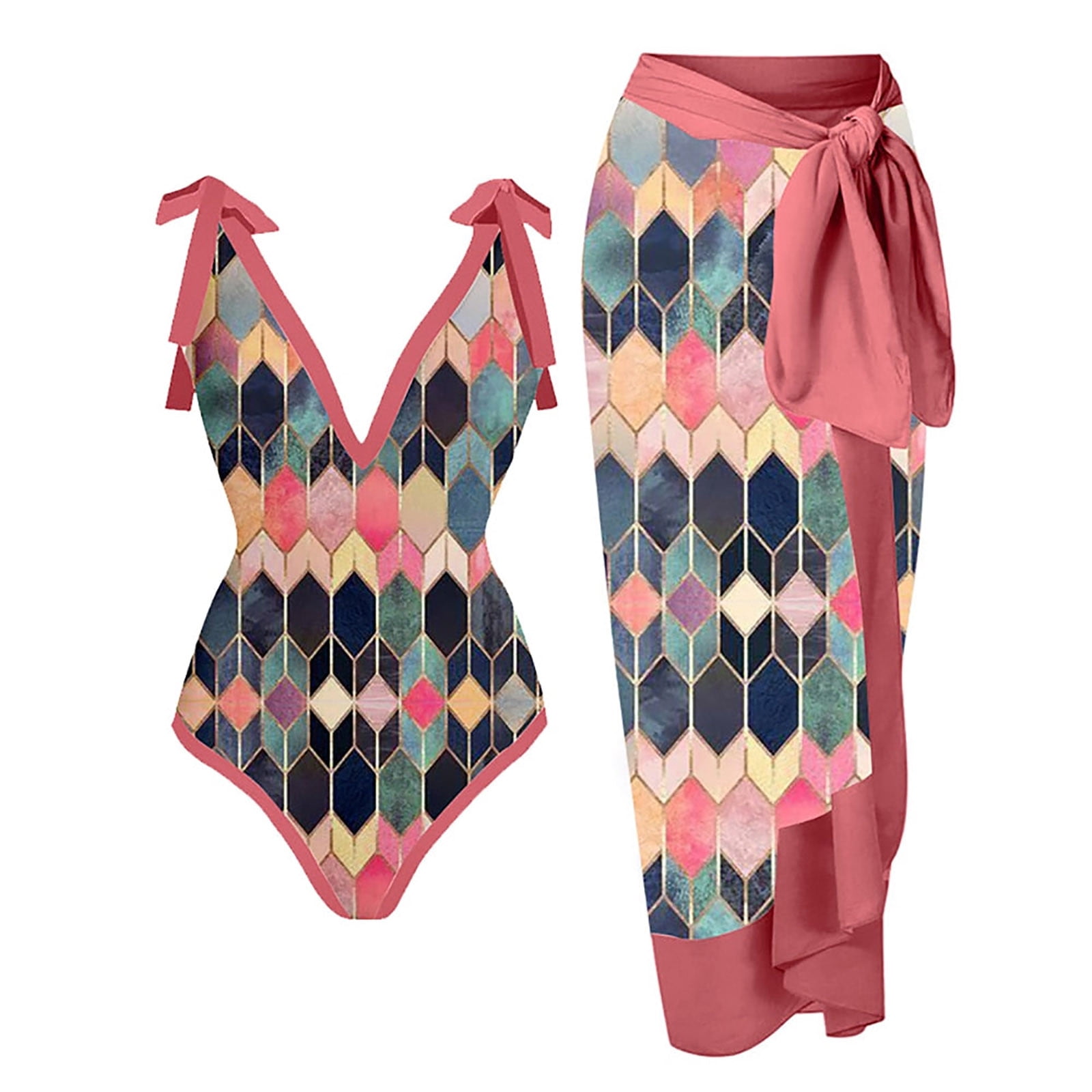 Bikini One Piece Bathing Suit for Women,Women 2 Pieces Beach Swimsuit ...