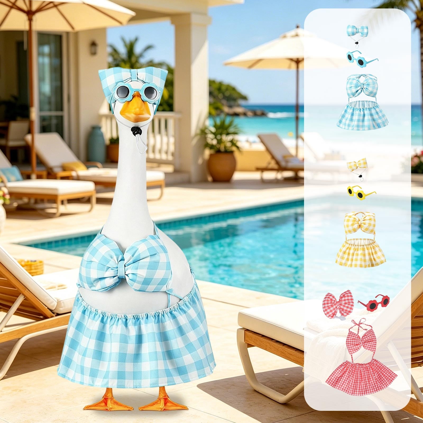 Bikini Porch Goose Outfit, Striped Summer Costume for 23 Inch Large ...