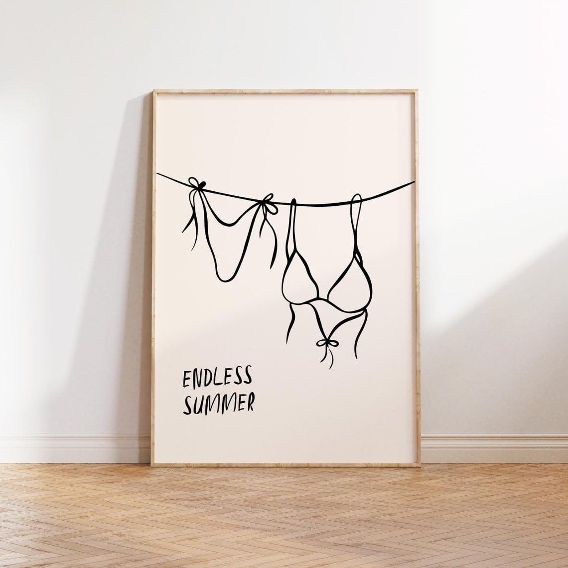 Bikini Poster Cute Beachy Wall Art Bikini On Clothesline Art Print ...