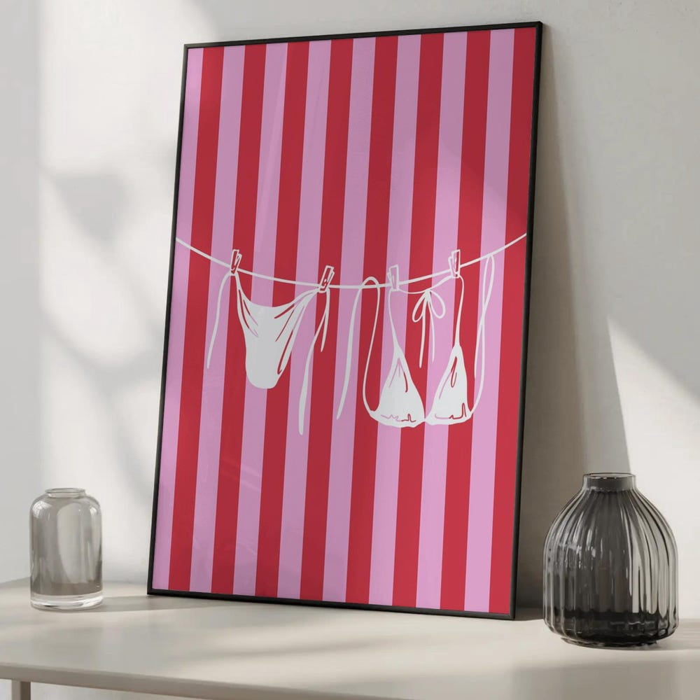 Bikini Poster Pink Summer Wall Art Trendy Girl Room Decor Minimal ...
