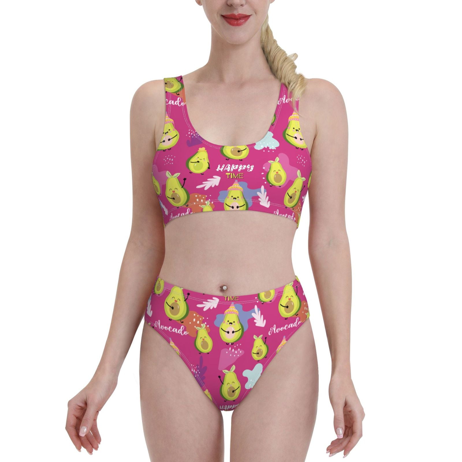 Bikini Sets For Women, Cute Avocado Happy High Waisted Bikini Sets Bathing Suit 2-Piece ...