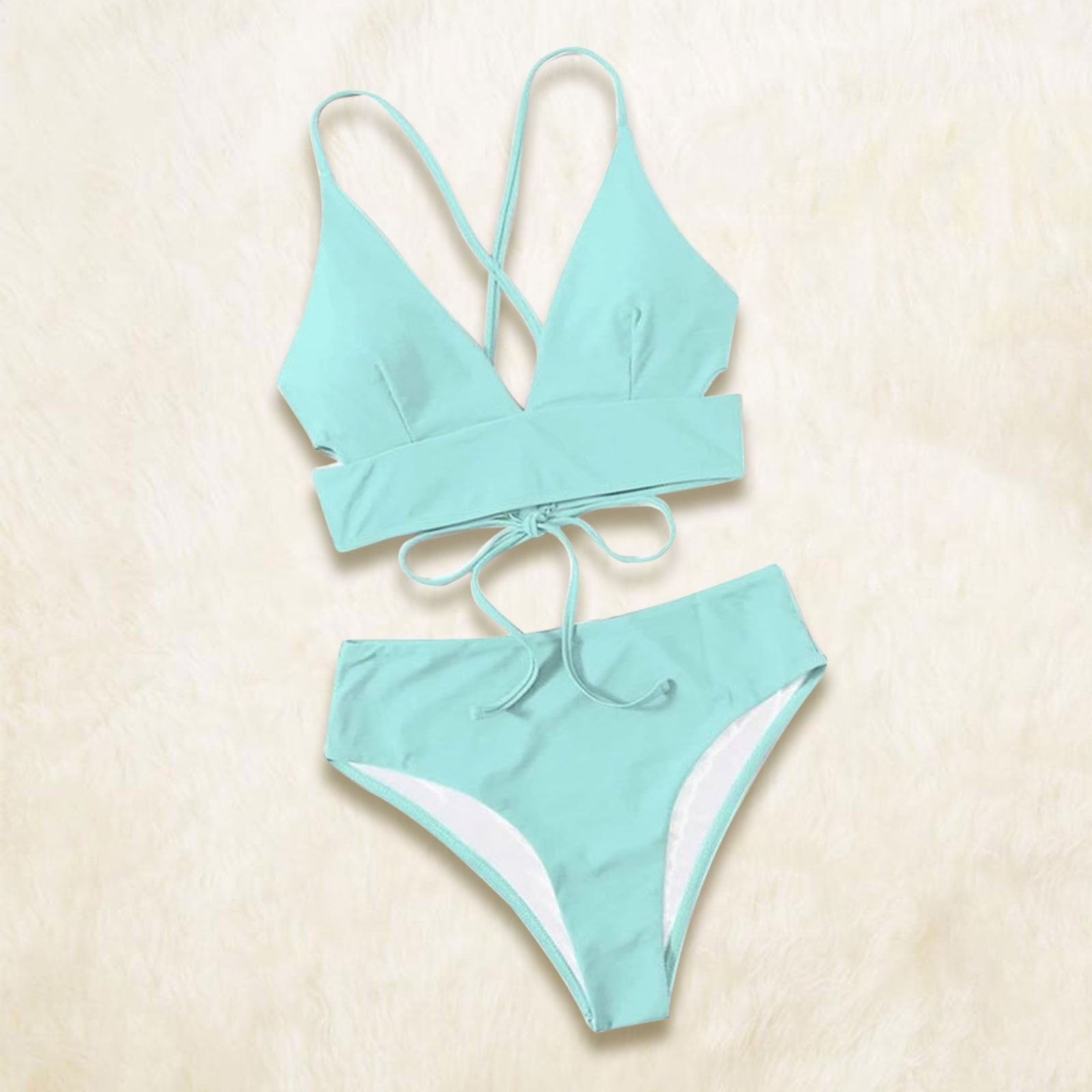 Bikini Sets For Womens Separate Swimsuit Sexy High Waist Separate Bikini Lace Up Style Separate