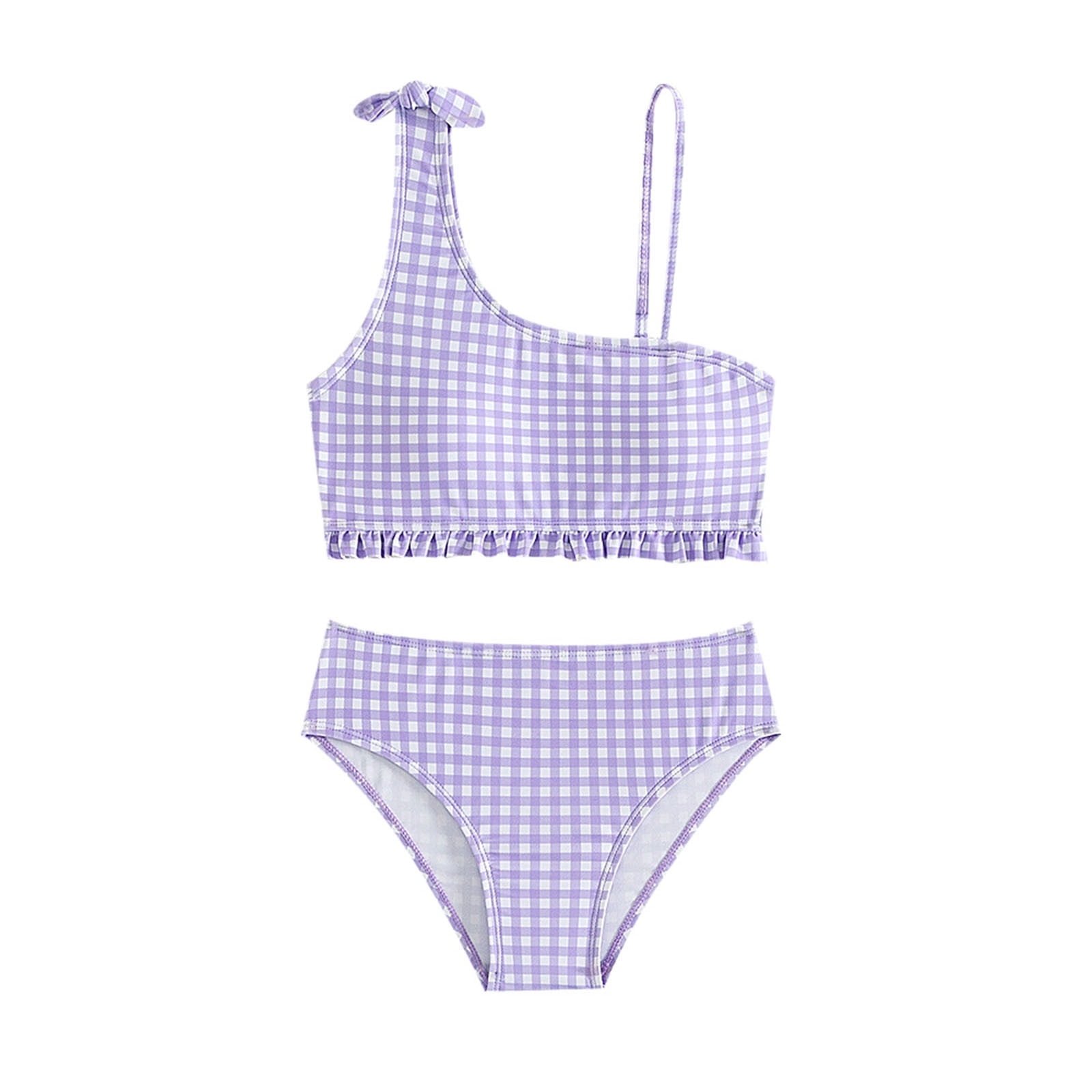 Bikini Sets For Girls Purple Plaid Bikini Kids Bathing Suits 2 Piece ...
