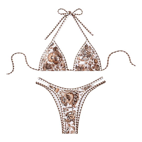 Bikini Sets for Women Bohemian Print Tankini Set Halter Neck Bikini Top ...