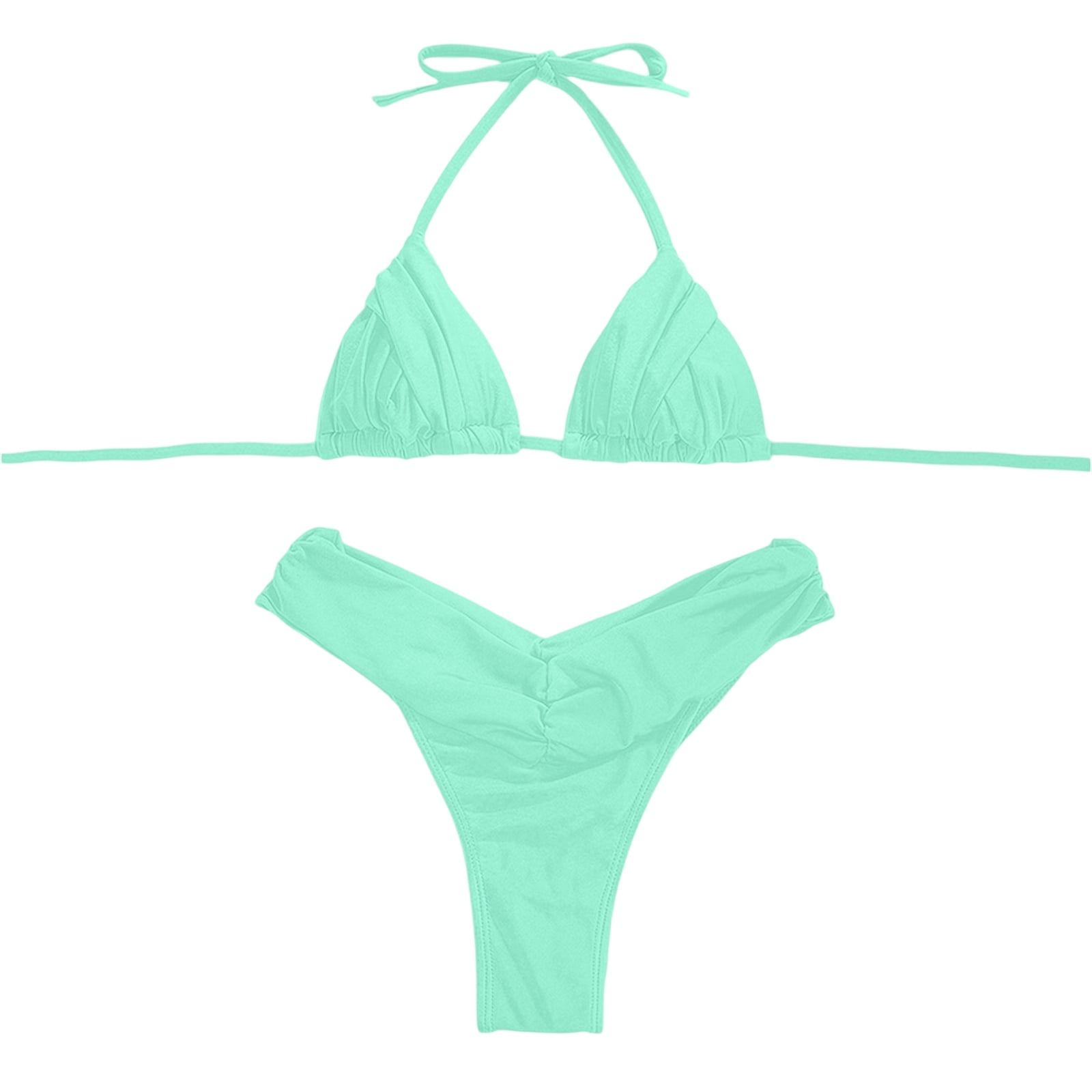 Bikini Sets for Women Sexy Halter Triangle String Bikini Cheeky V Cut ...