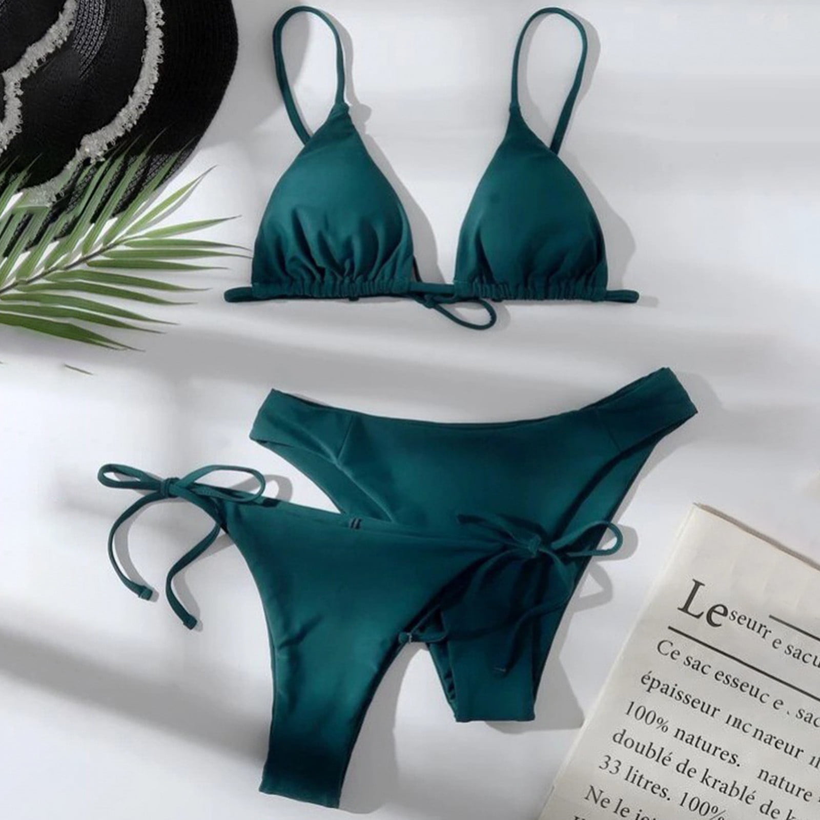 Bikini Sets for Women Three-Piece Bathing Suit, Triangle Cup Top + 2 ...
