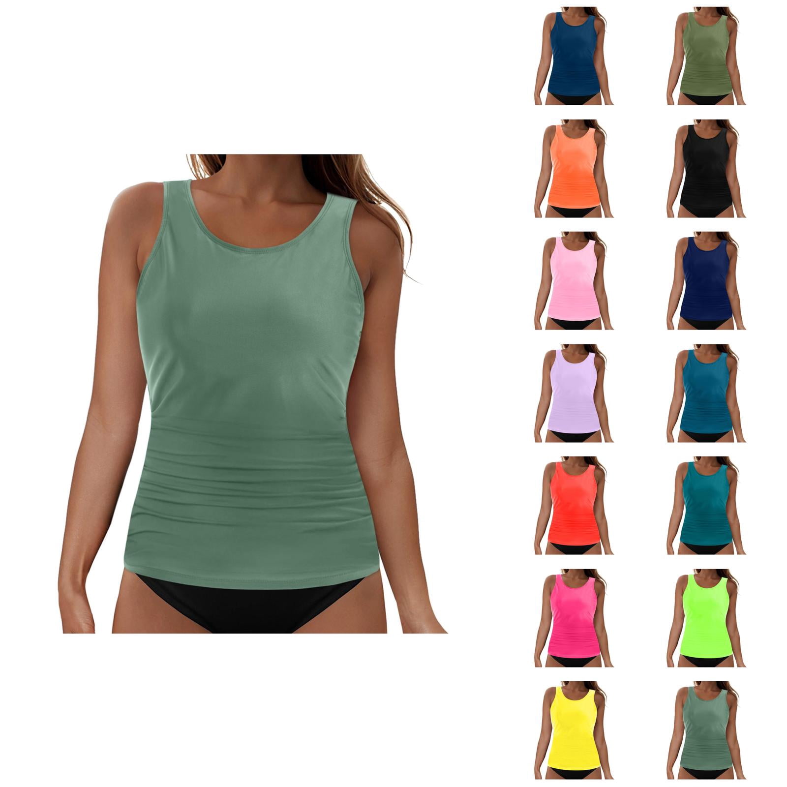 Bikini Sets for Women Two Piece Tankini Top with Swim Shorts Solid ...
