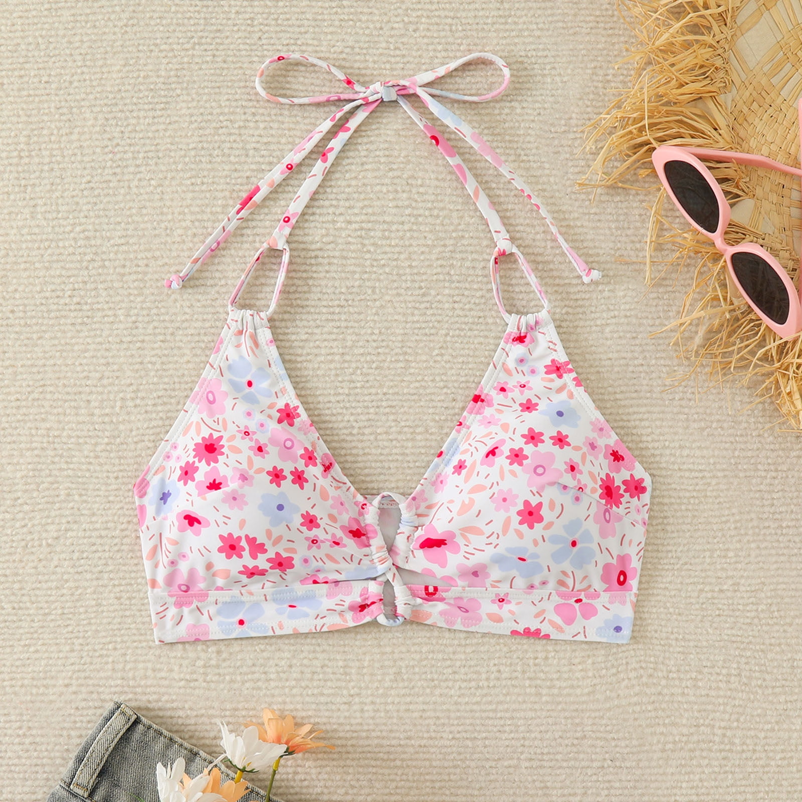 Bikini Tops For Women Push Up Swimsuit Top Lace Up Padded Bathing Suit ...