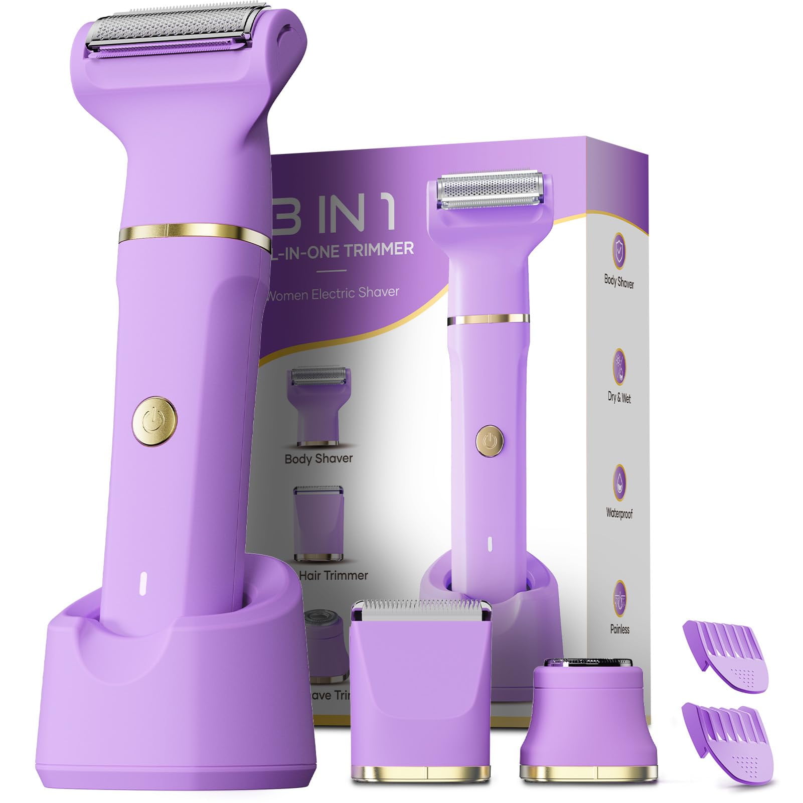 Bikini Trimmer for Women, 3 in 1 Electric Razors for Women, IPX7 ...