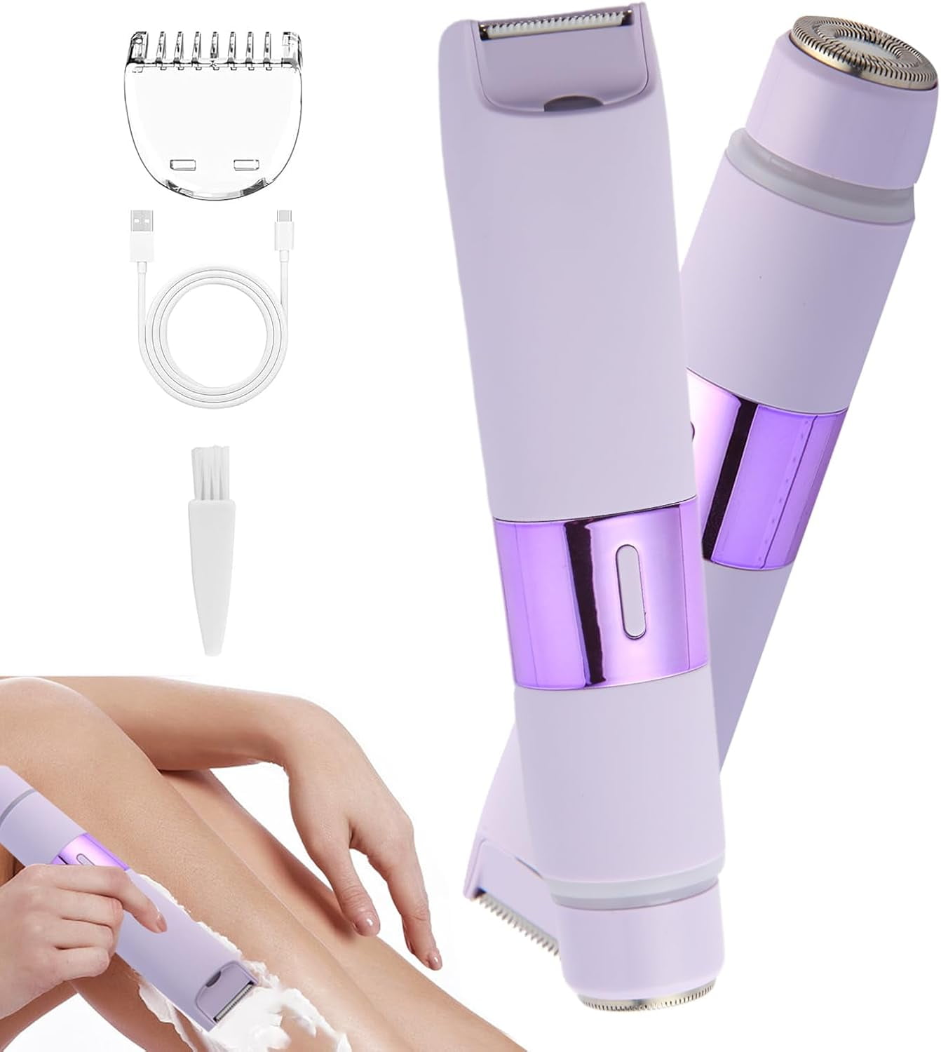 Bikini Trimmer for Women, Dual Head Electric Razors, Waterproof Pubic ...