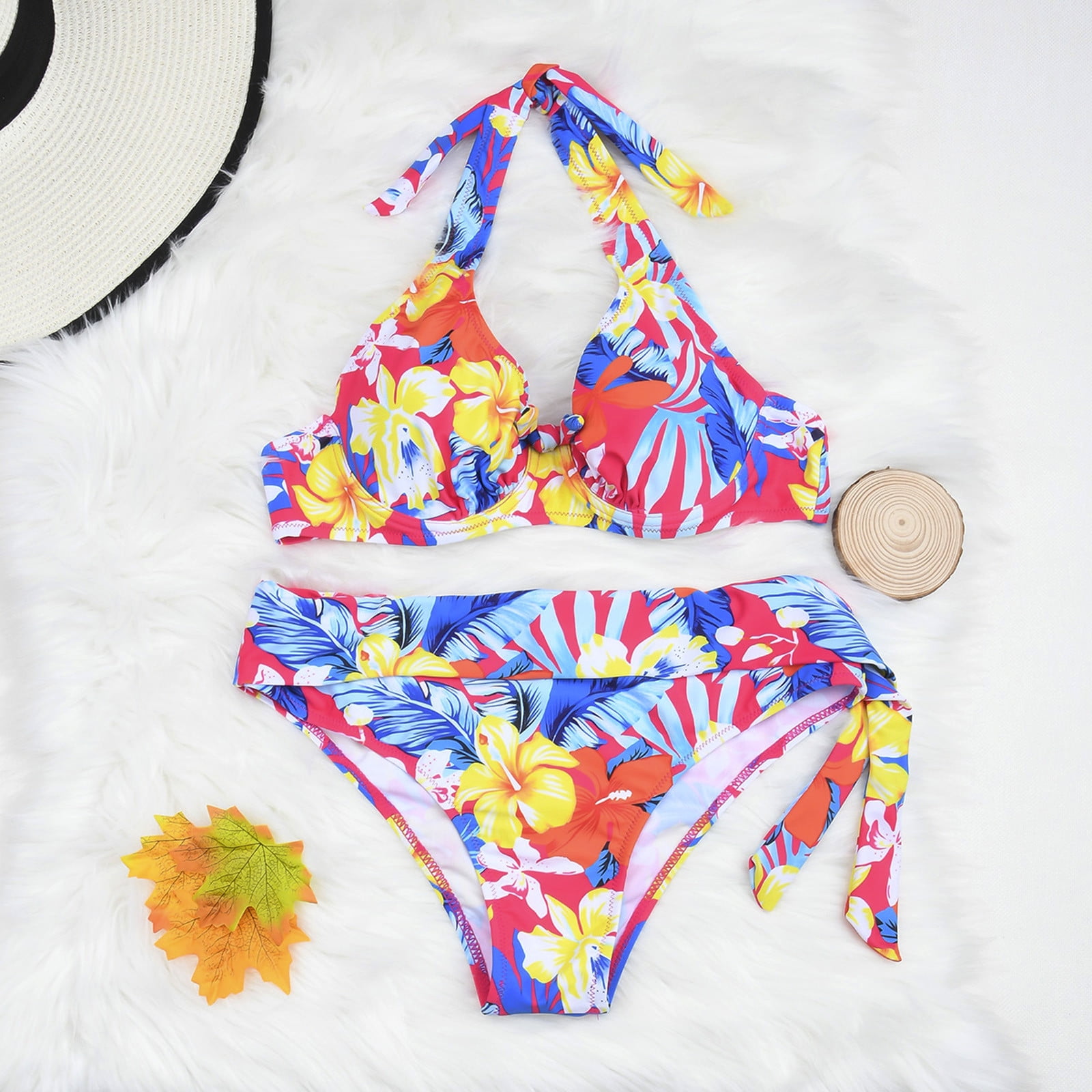 Bikini For Women Lace Up Push Up Padded Bra Beach Bikini Set Swimsuit