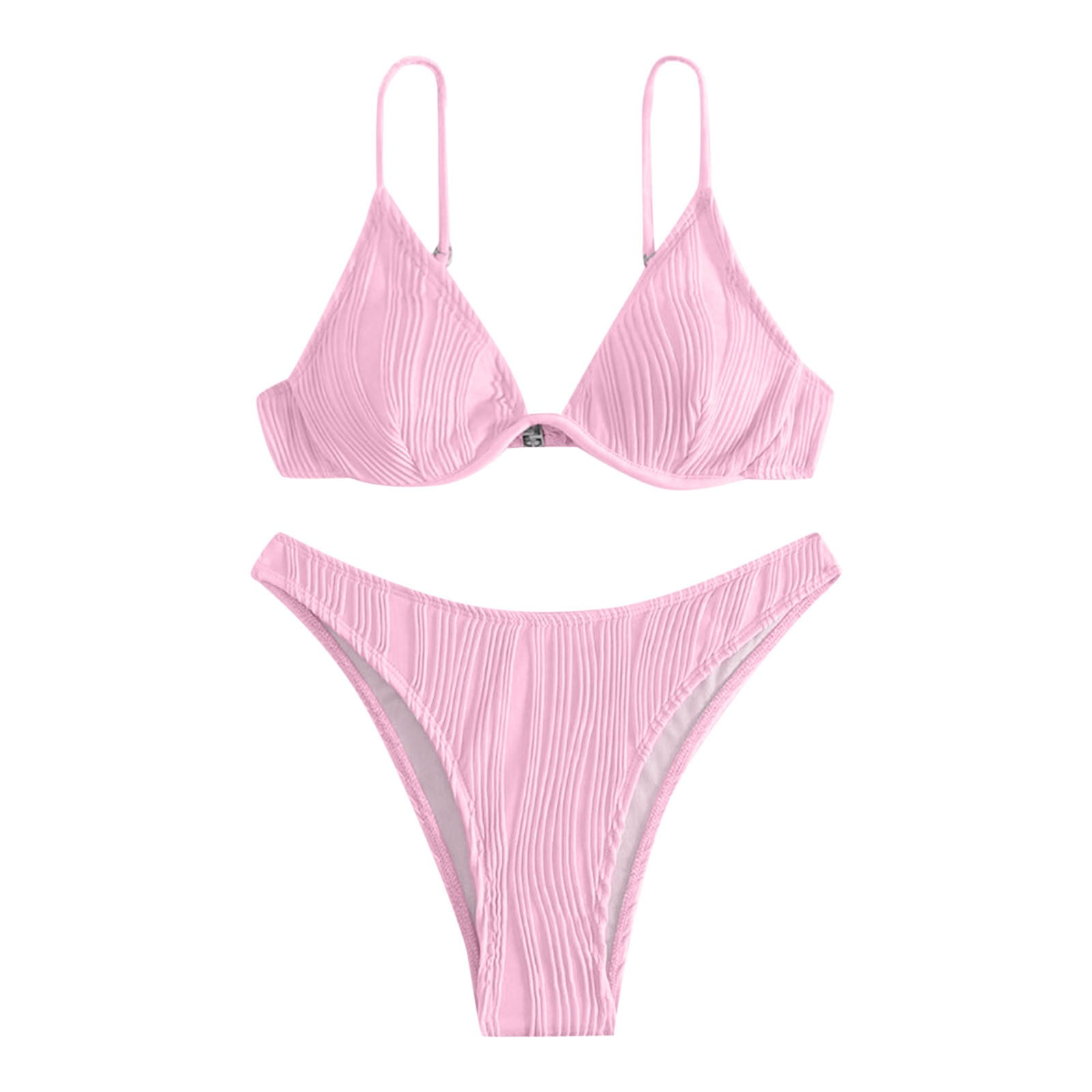 Bikini for Women Solid Color Tankini Set Low Cut Bralette Top and ...