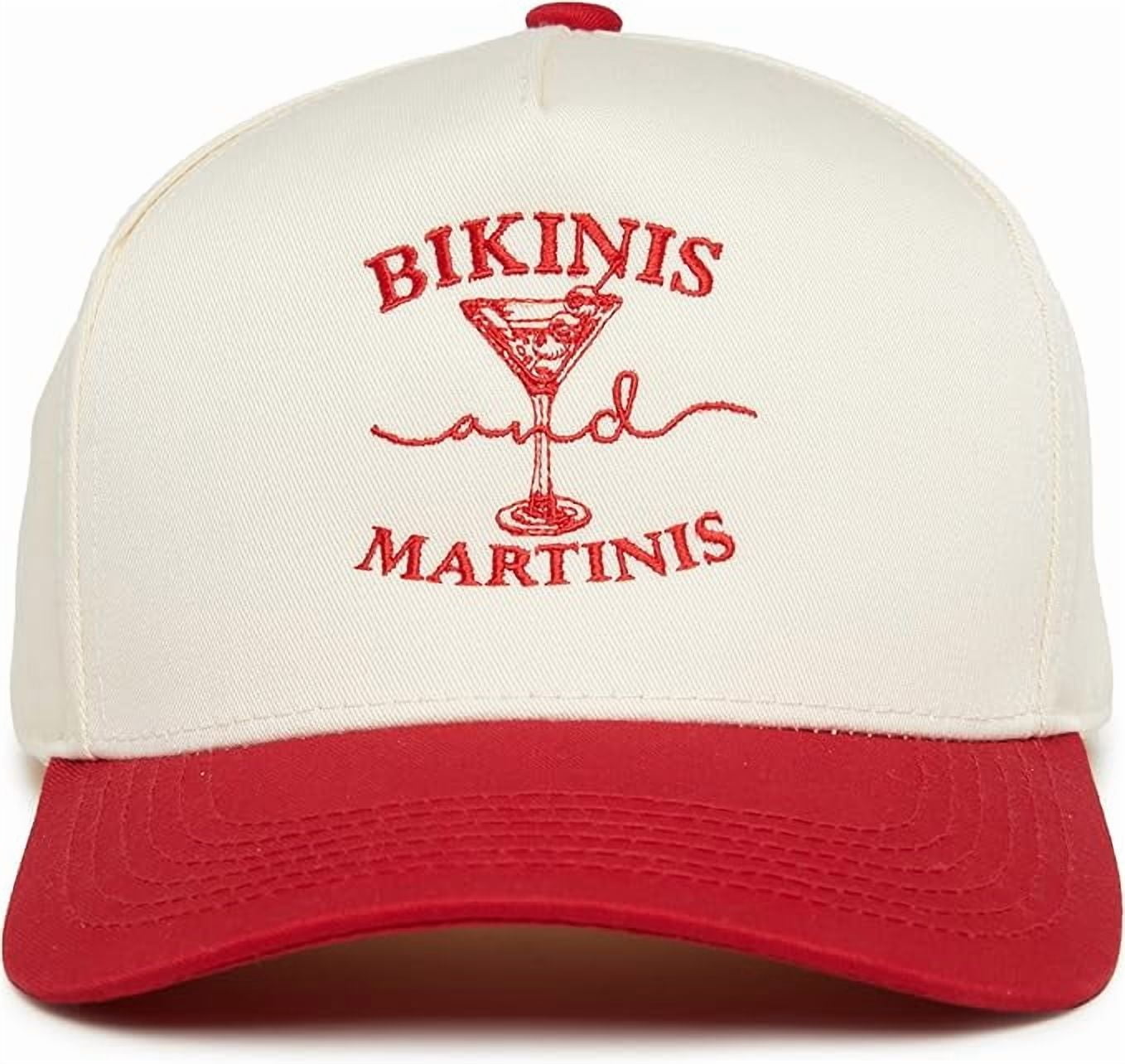 Bikinis and Martinis Hat, Fun Embroidered Trucker Cap for Women, Summer ...