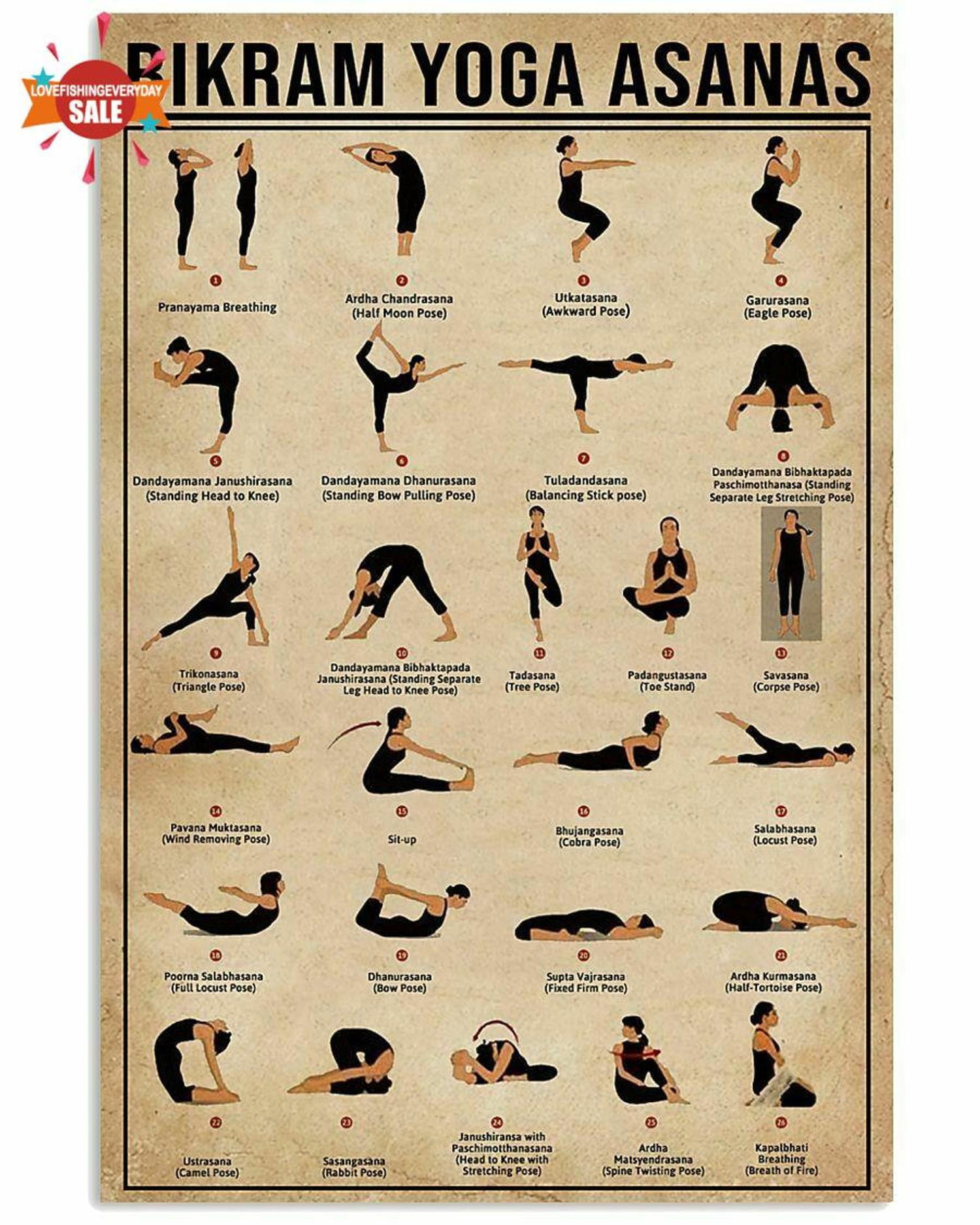 Bikram Yoga Asanas Poster Great Multis Wall Decor Art Print Gift For ...