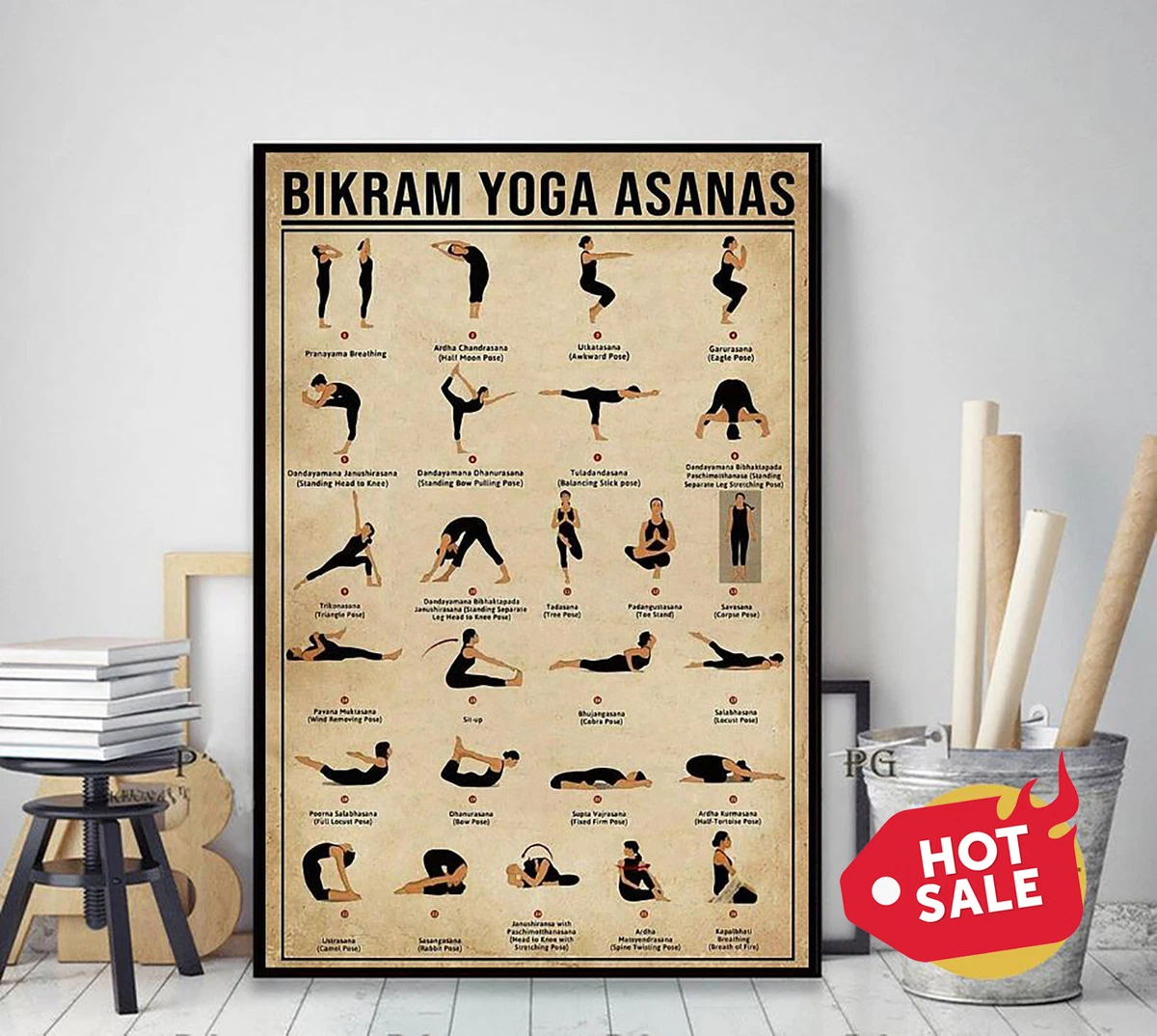 Bikram Yoga Asanas Poster, Poster Home Decor , Poster Print Only ...