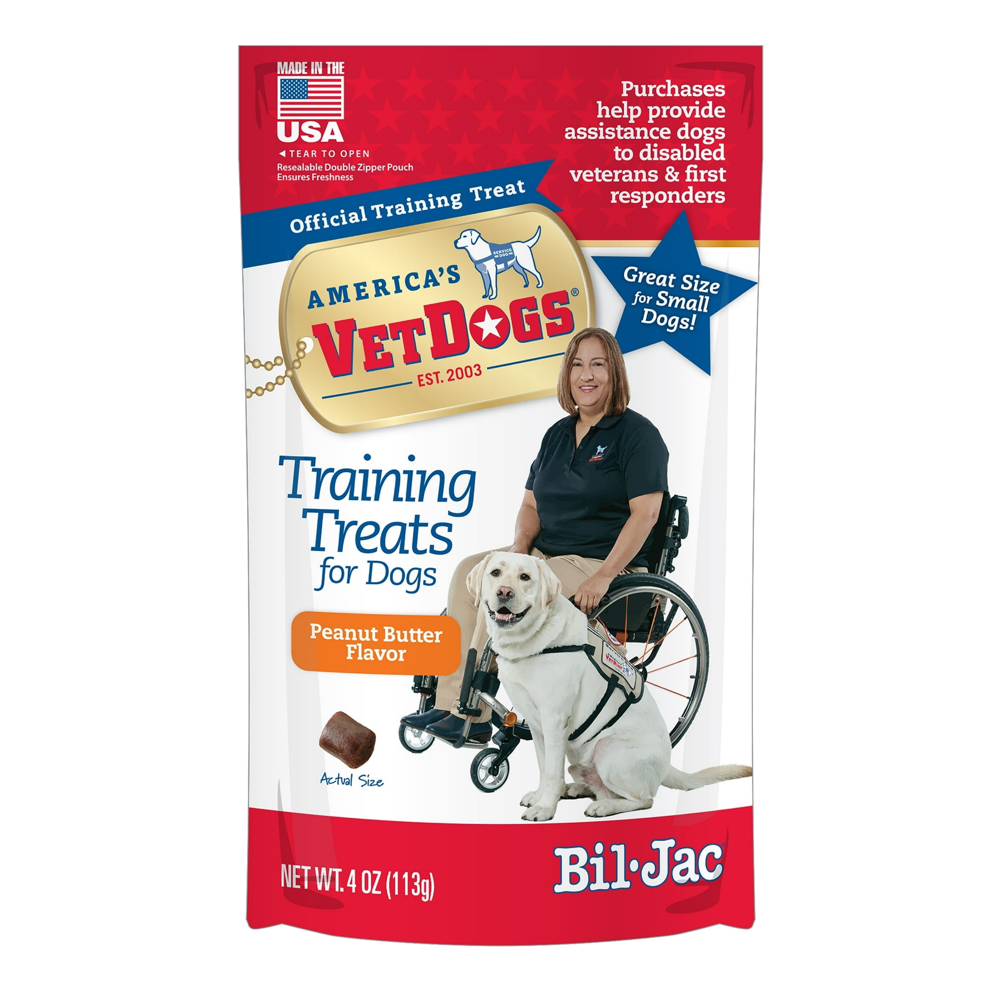 Bil-Jac VetDogs Veteran's K-9 Corps Training Treat for Dogs, Peanut ...