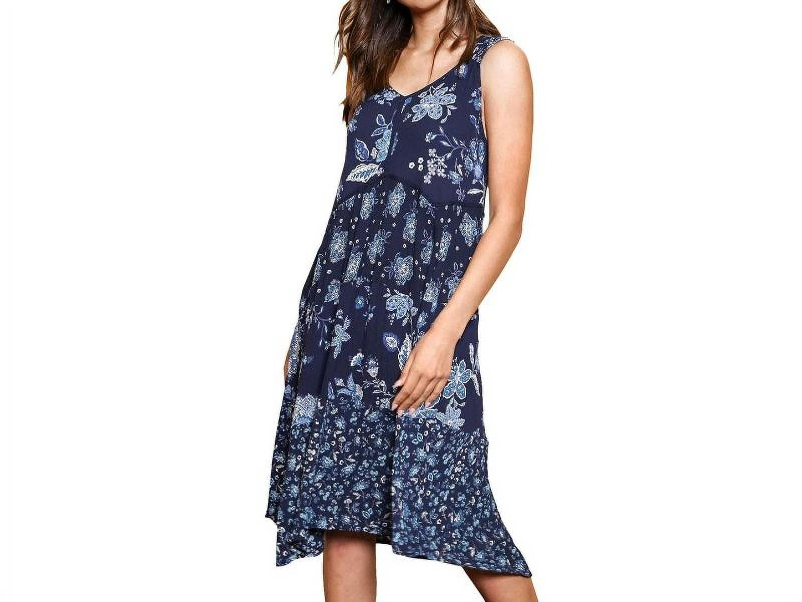 Bila Women's Sleeveless V-Neck Rayon Floral Print Asymmetrical Dress ...