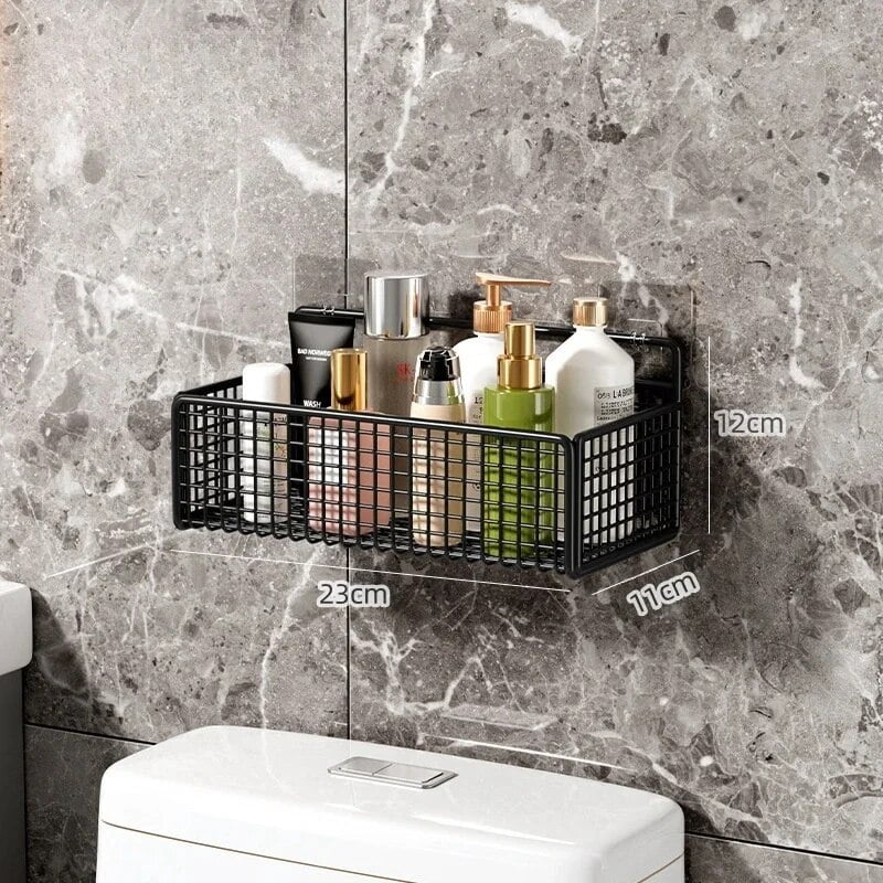 Bilayer Bathroom Grid Shelf Suspension Type Bathroom Organizer Shampoo ...
