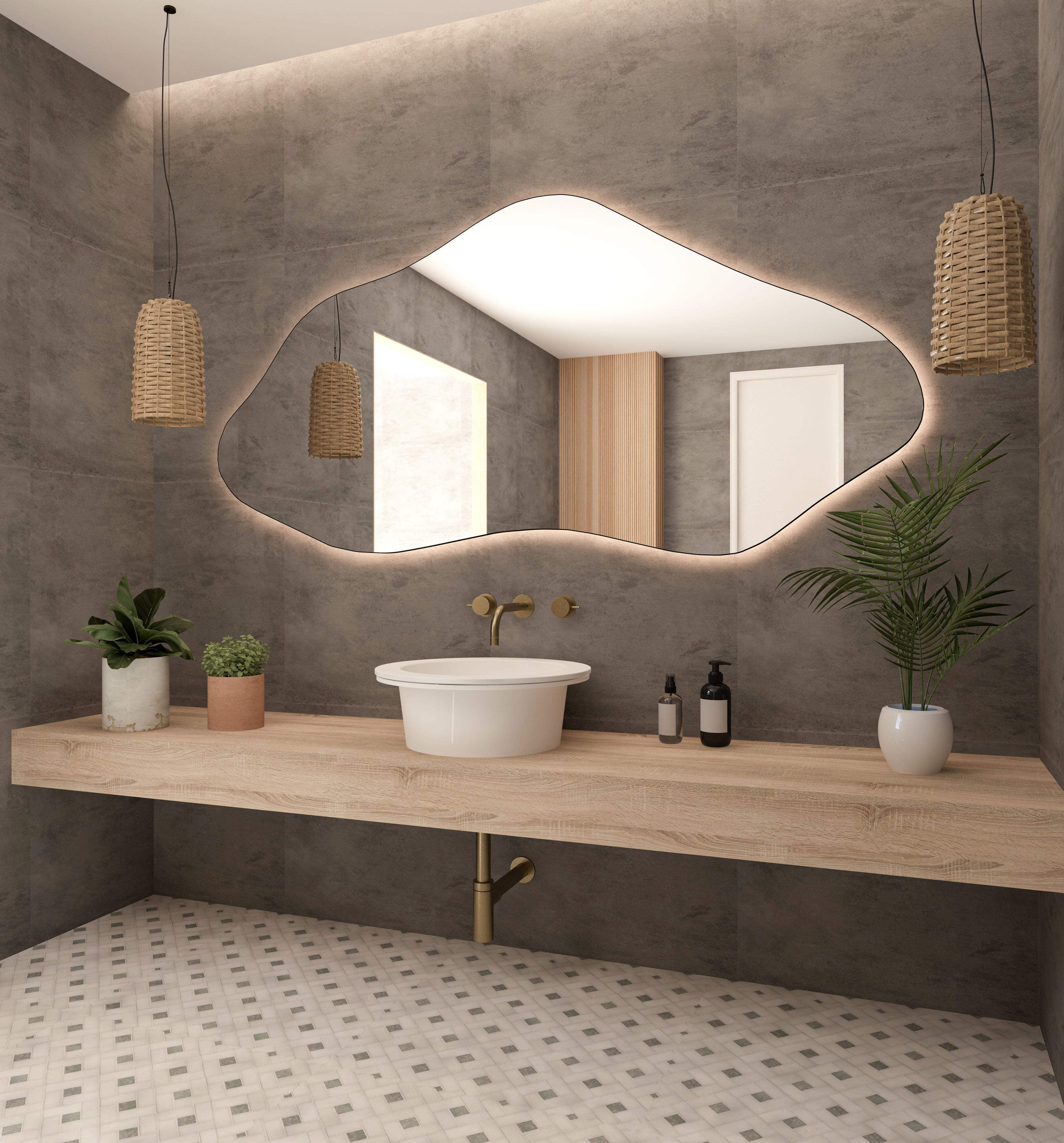 Bilbao Irregular Asymmetrical Bathroom and Bedroom Home Wall Mirror ...